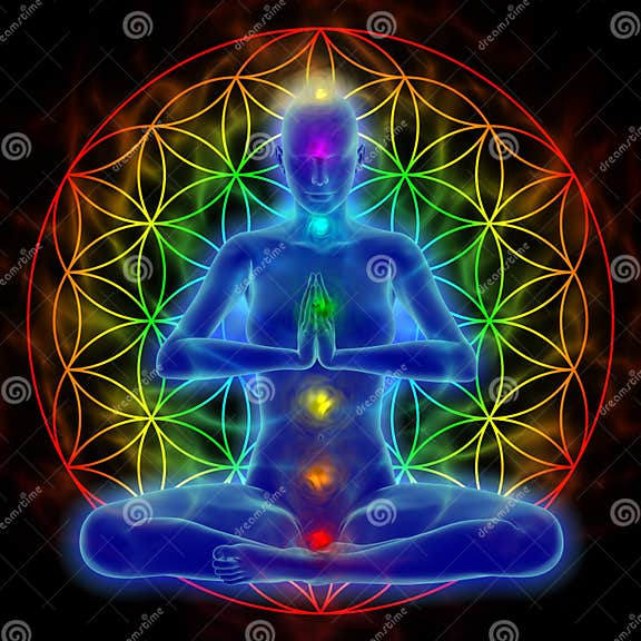 Yoga En Meditatie Bloem Van Het Leven Stock Illustratie