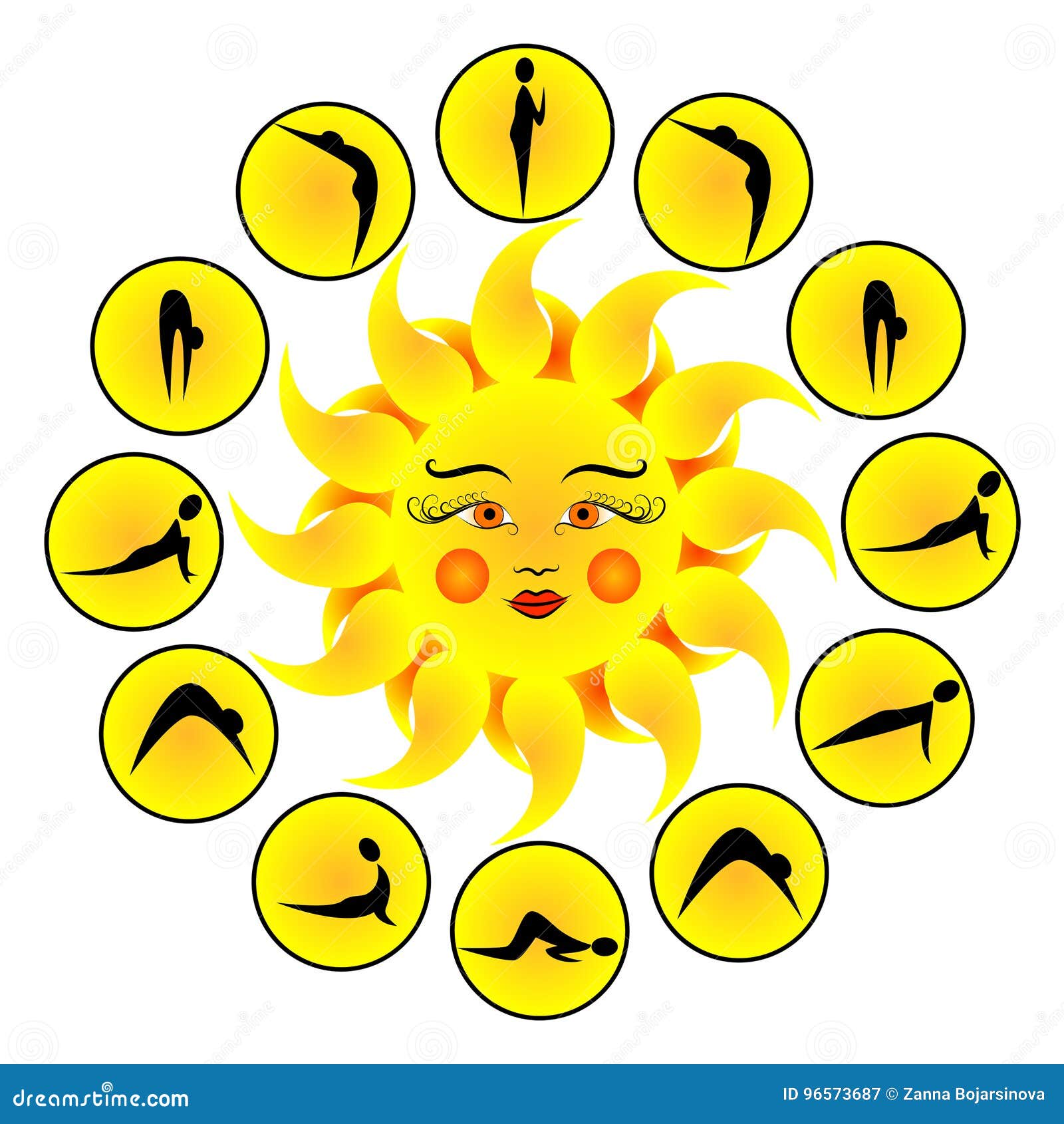 Yoga Exercises Sun Salutation Surya Namaskara. Stock Vector ...