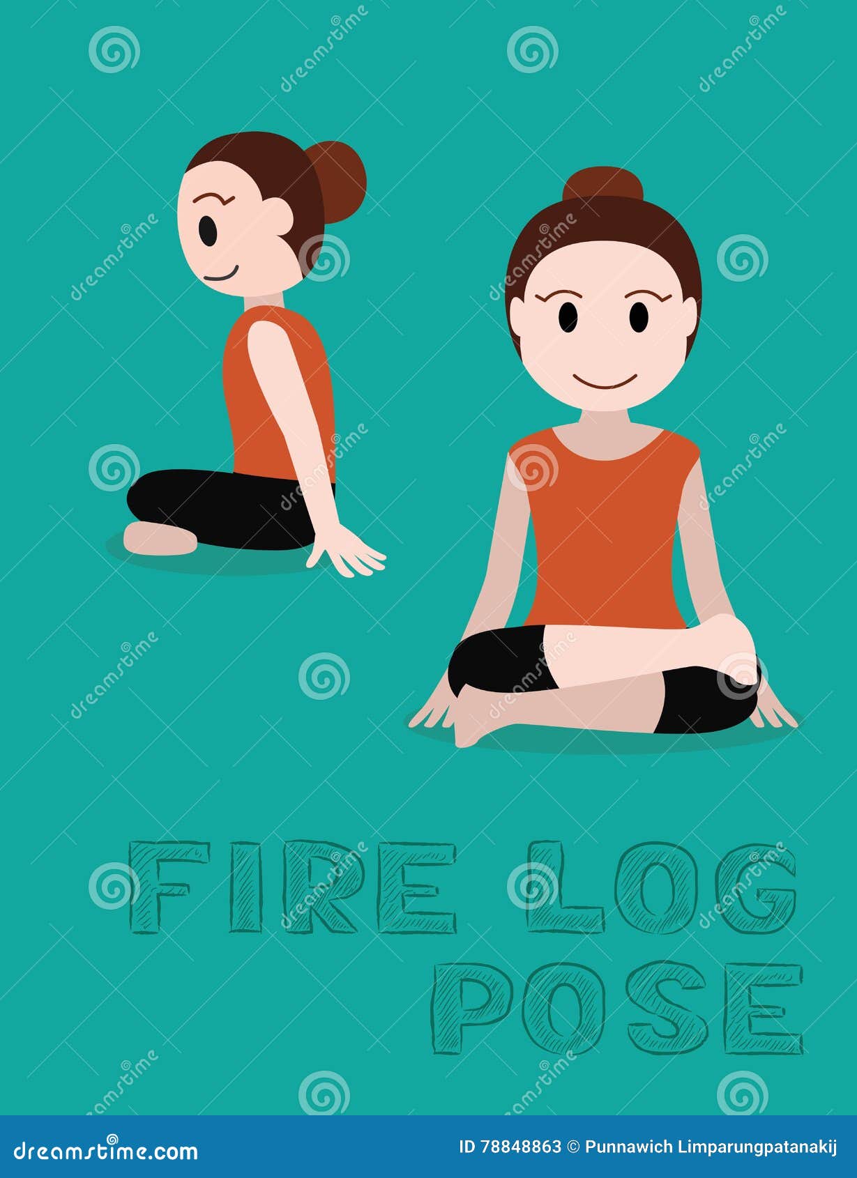 Yoga Fire Log Pose Cartoon Vector Illustration Stock Vector ...