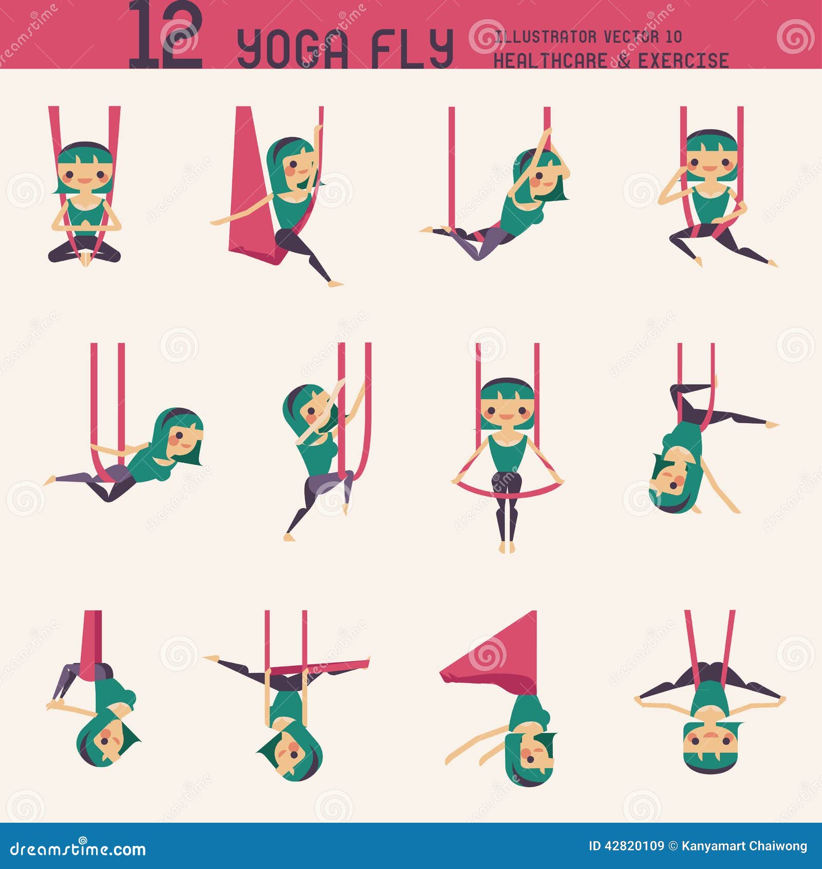 Yoga fly set stock vector. Illustration of healthy, sportswear - 42820109