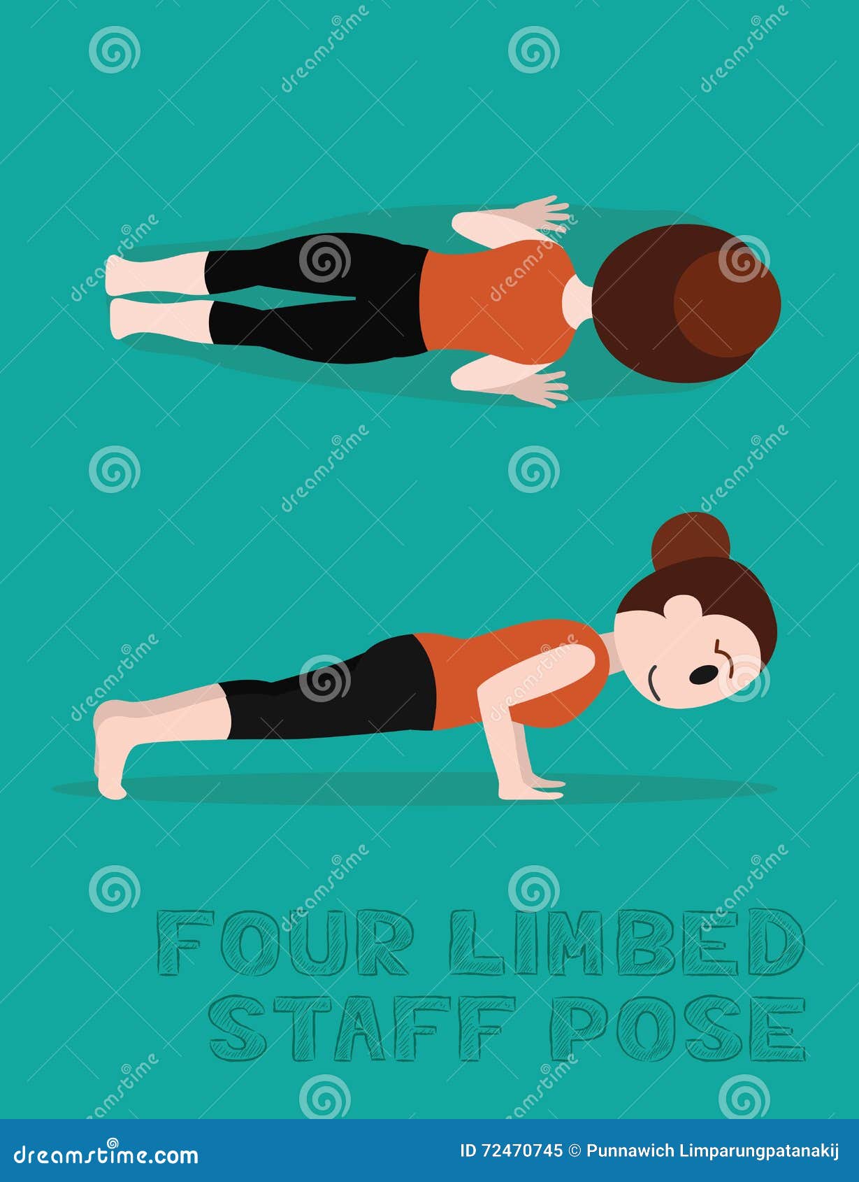 Yoga Four Limbed Staff Pose Cartoon Vector Illustration Stock Vector ...