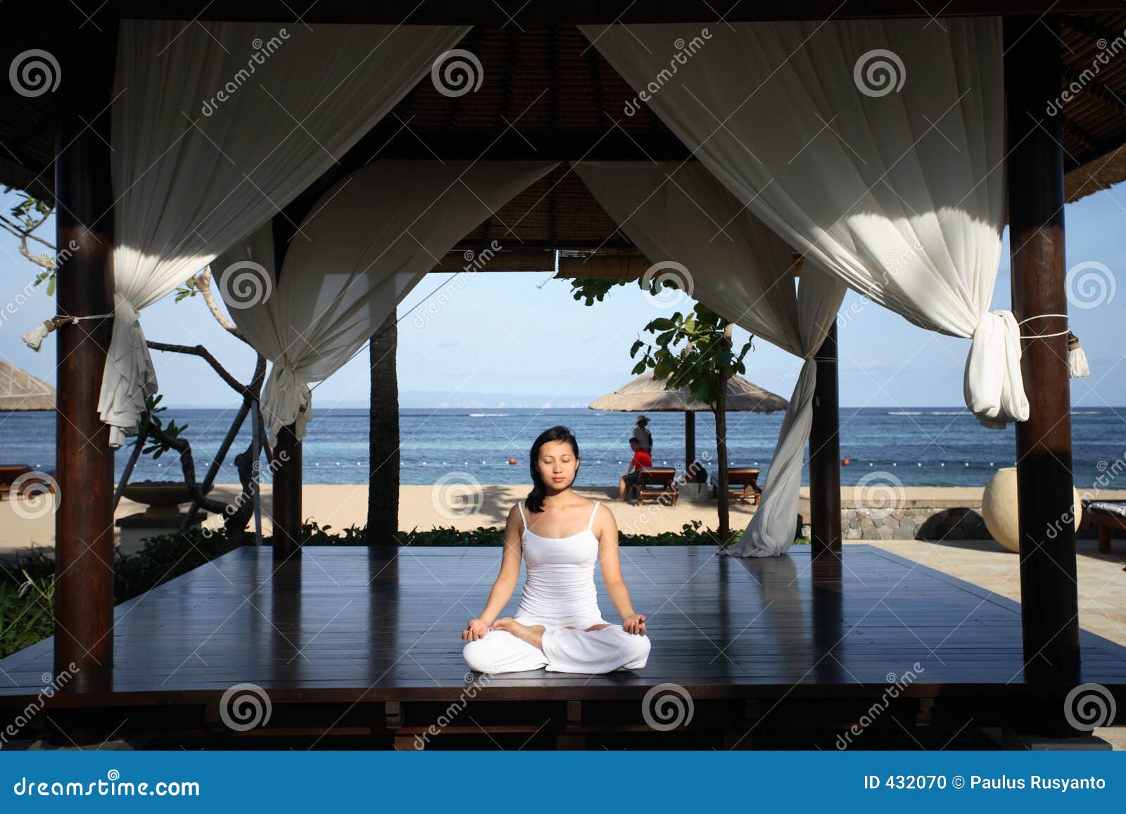 Yoga in a Gazebo stock photo. Image of outdoor, blue, female - 432070