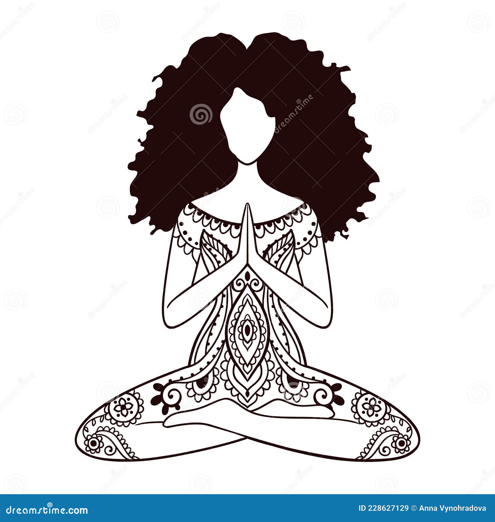 Yoga Girl African American Woman Doing Yoga Stock Vector