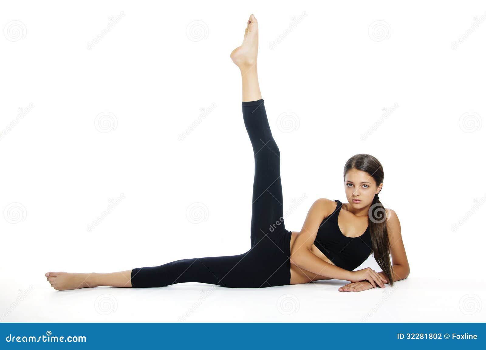 Yoga Girl on a White Background Stock Photo - Image of health, shot ...