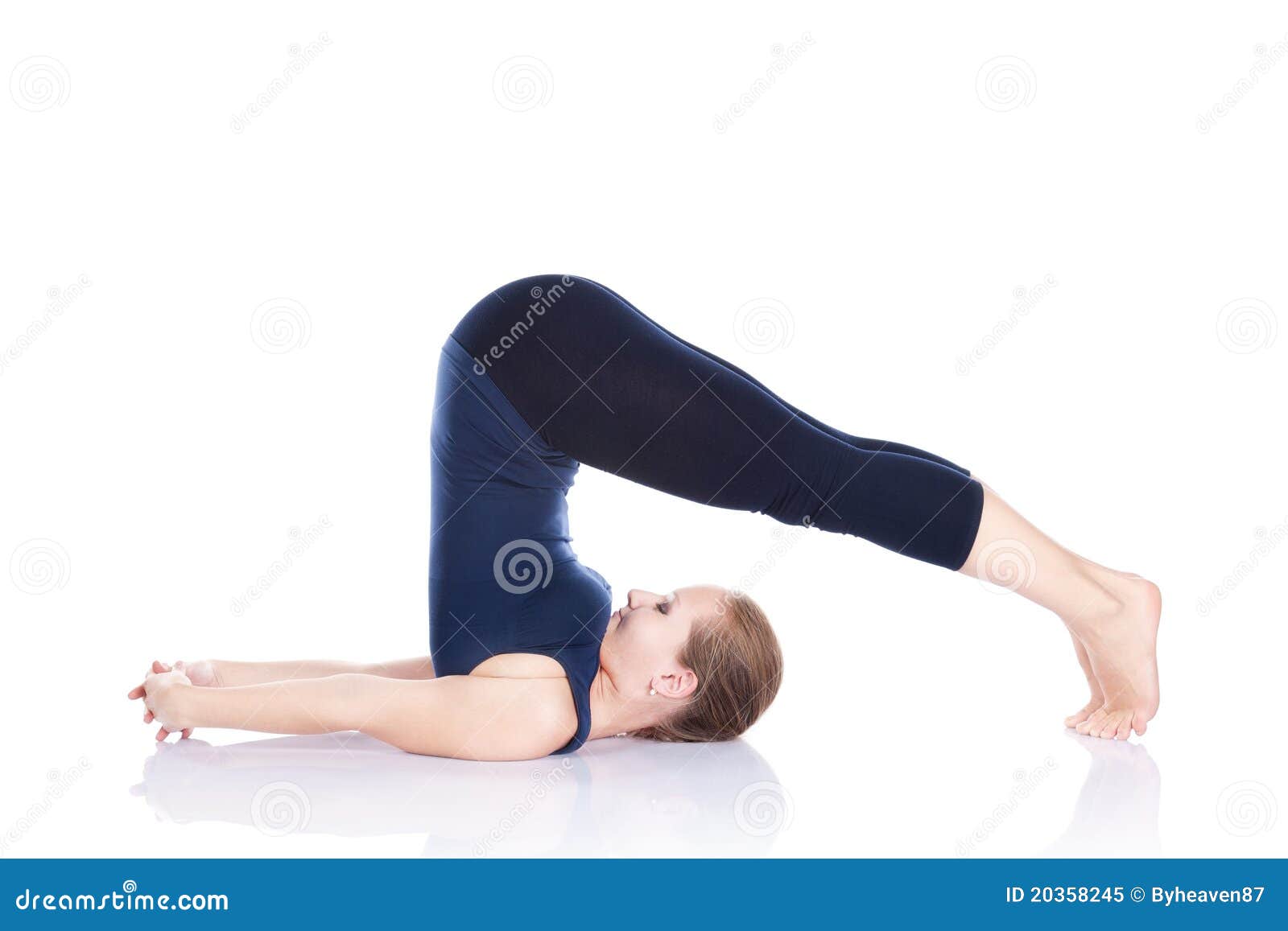 Yoga halasana plough pose stock image. Image of gymnastic - 20358245