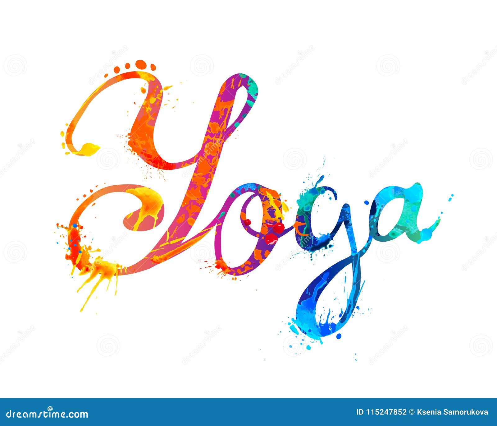 YOGA. Hand Written Word of Splash Paint Stock Vector - Illustration of ...