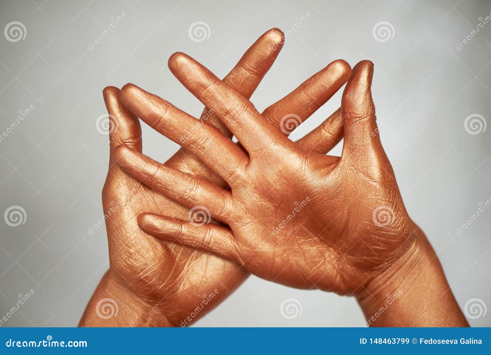 Yoga for Hands is Wise.Wise Cup Chandman. Hands, in Gold Paint. Stock ...