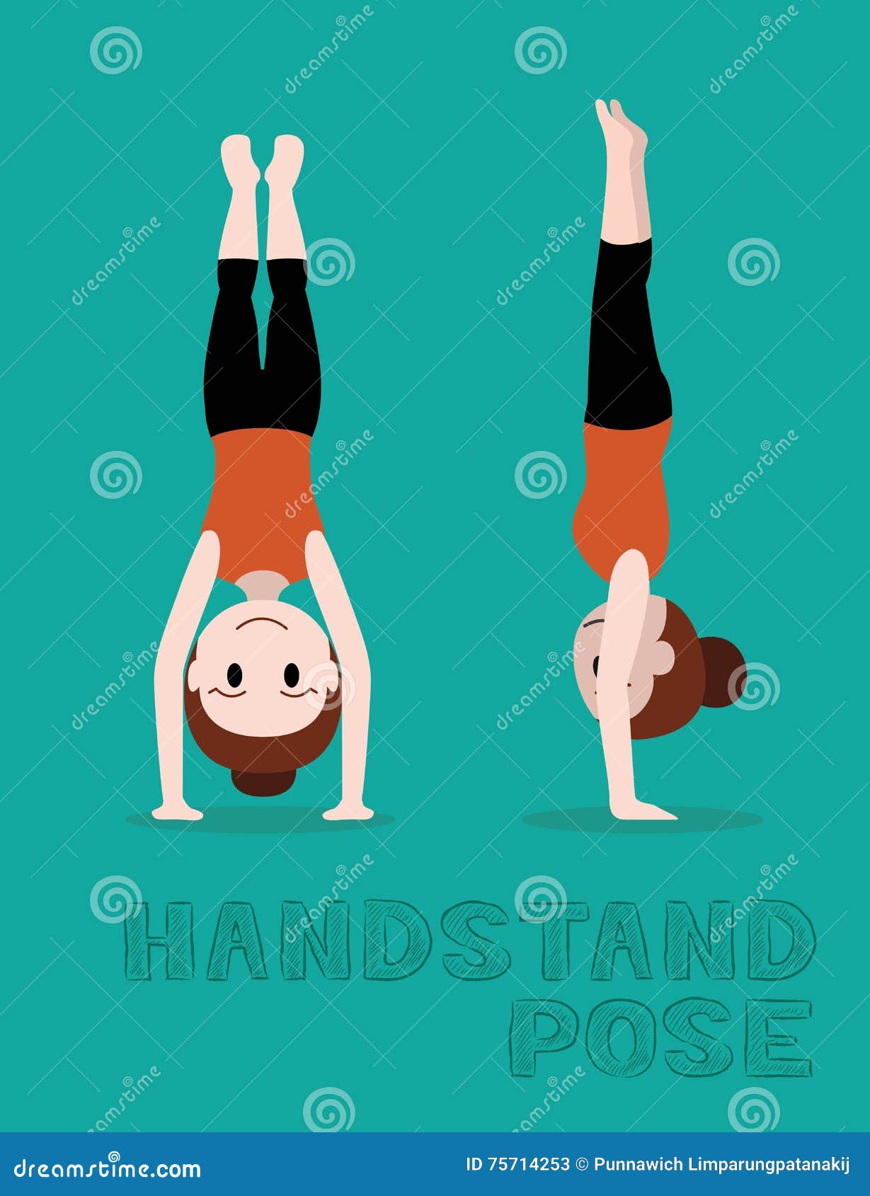 Yoga Handstand Pose Cartoon Vector Illustration Stock Vector ...