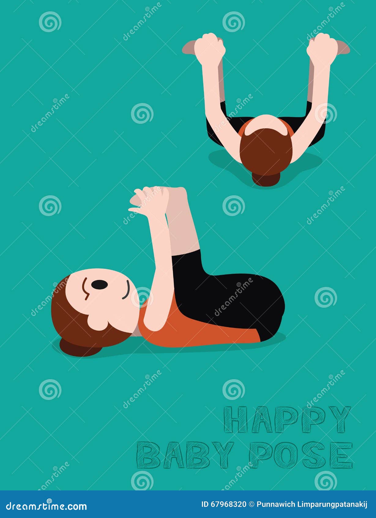 Yoga Happy Baby Pose Cartoon Vector Illustration Stock Vector ...