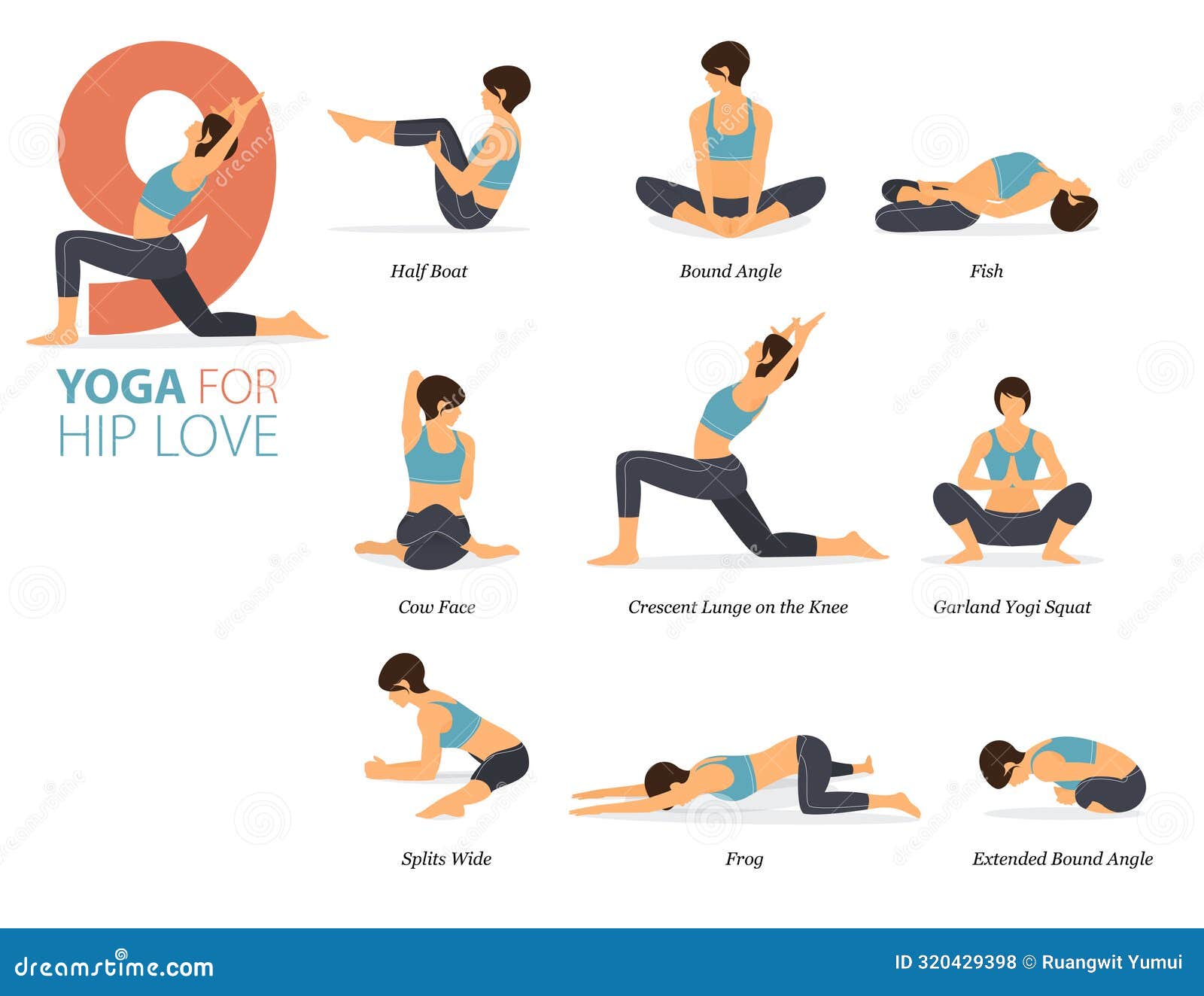 9 Yoga Poses Or Asana Posture For Workout In Hip Love Concept Women