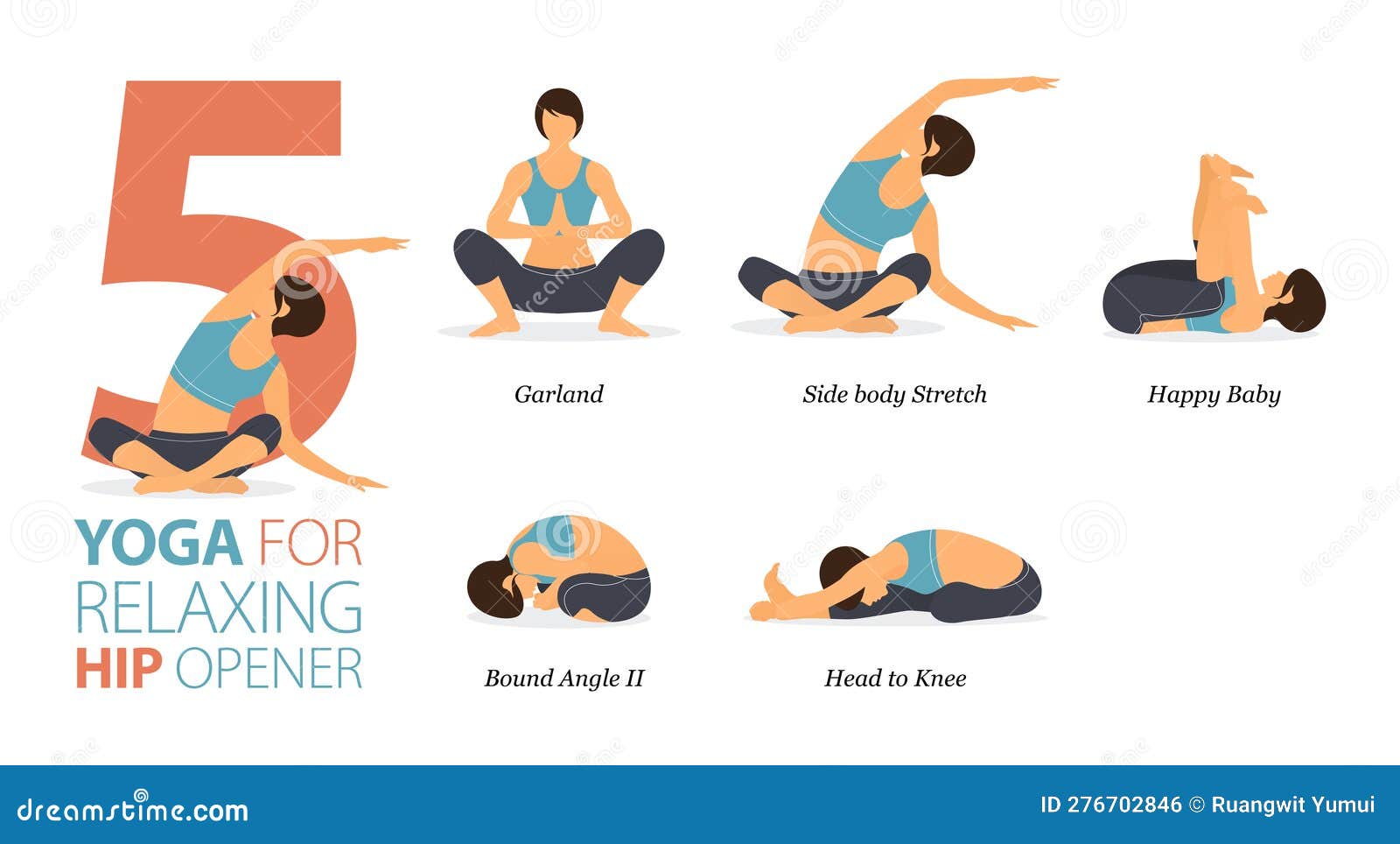5 Yoga Poses or Asana Posture for Workout in Relaxing Hip Opener ...