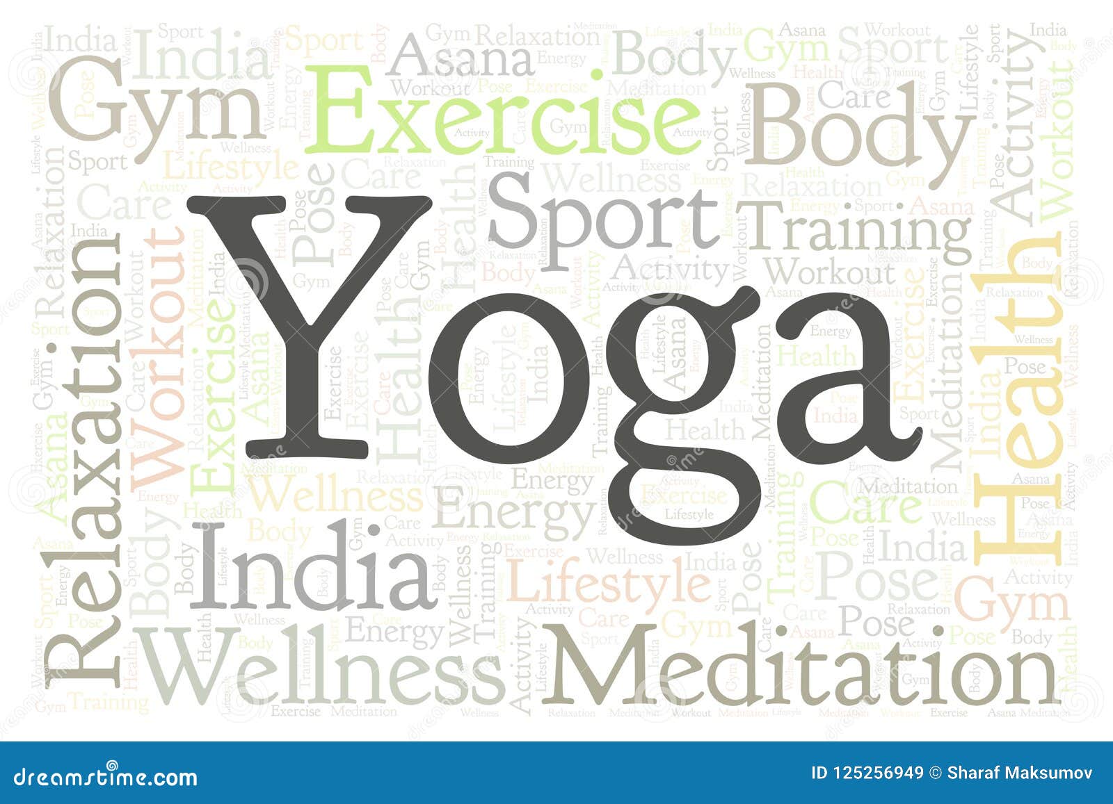Yoga Horizontal Word Cloud. Stock Illustration - Illustration of poster ...