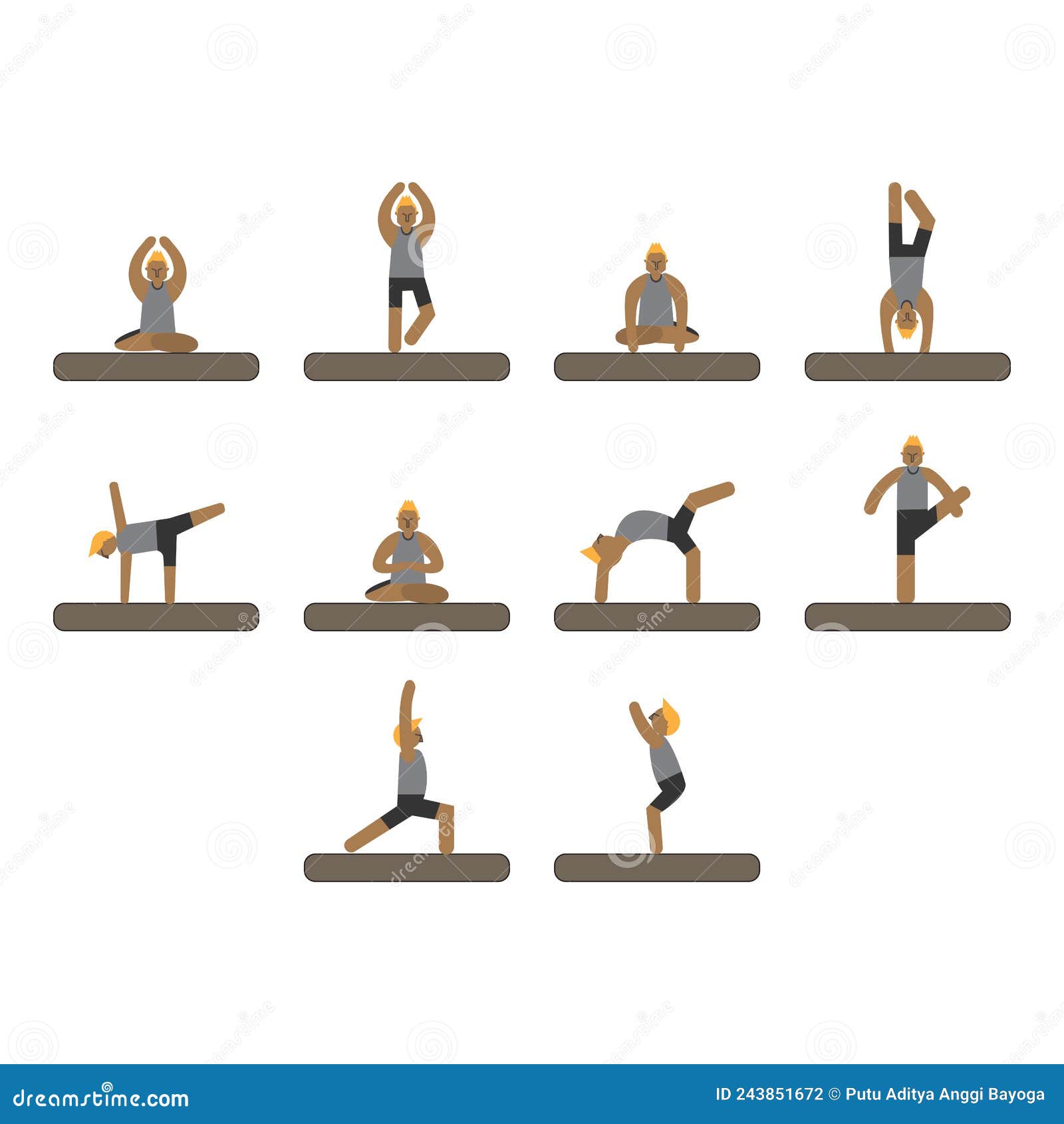 Yoga icon set stock vector. Illustration of yoga, vector - 243851672