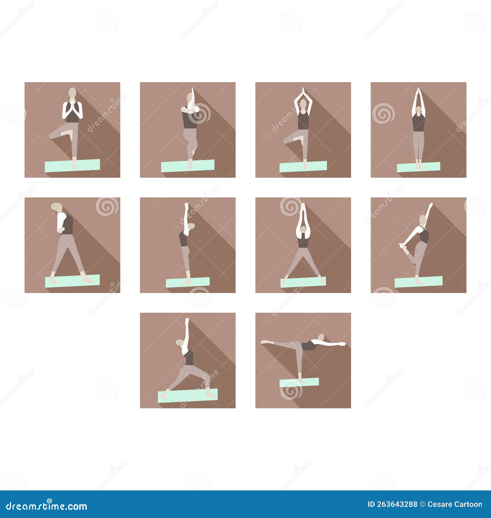 Yoga icon set stock vector. Illustration of design, sport - 263643288