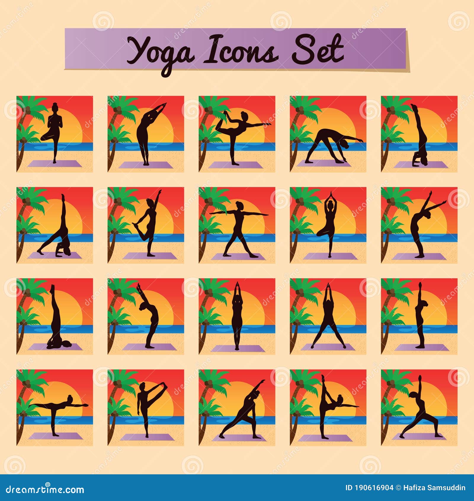Yoga Icon Set. Vector Illustration Decorative Design Stock Vector ...