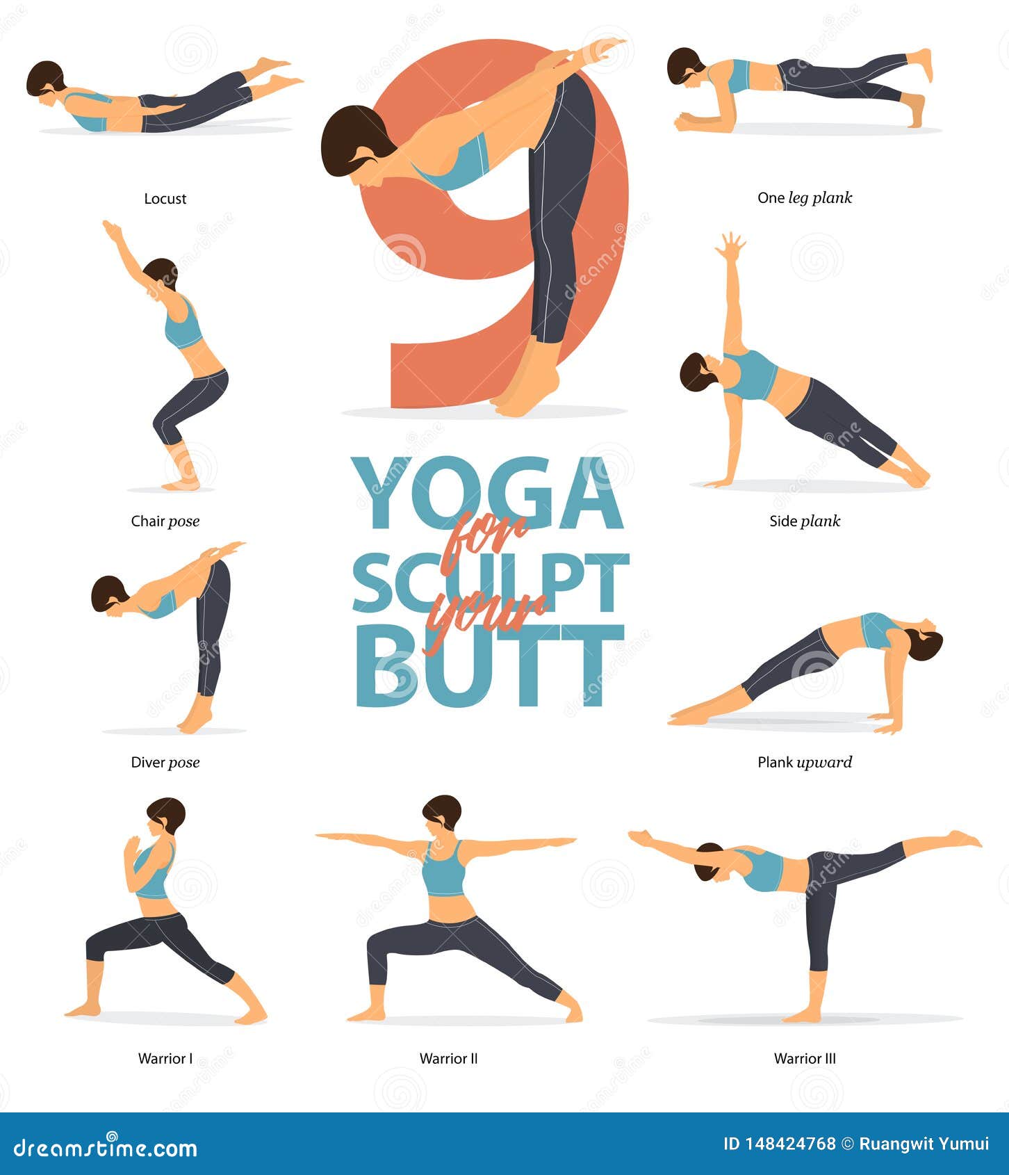 Yoga Postures Female Figures Infographic . 6 Yoga Poses for Sculpt Your ...