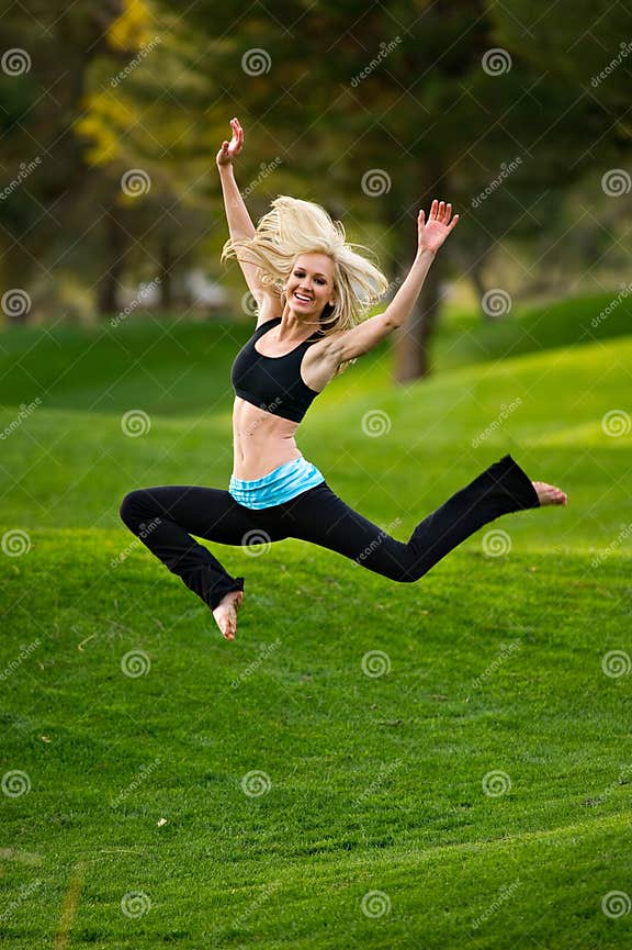 Yoga leap in the park stock image. Image of fitness, person - 22009683