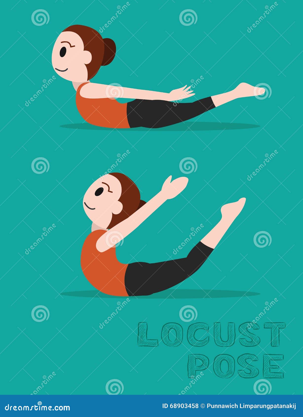 Yoga Locust Pose Cartoon Vector Illustration Stock Vector ...