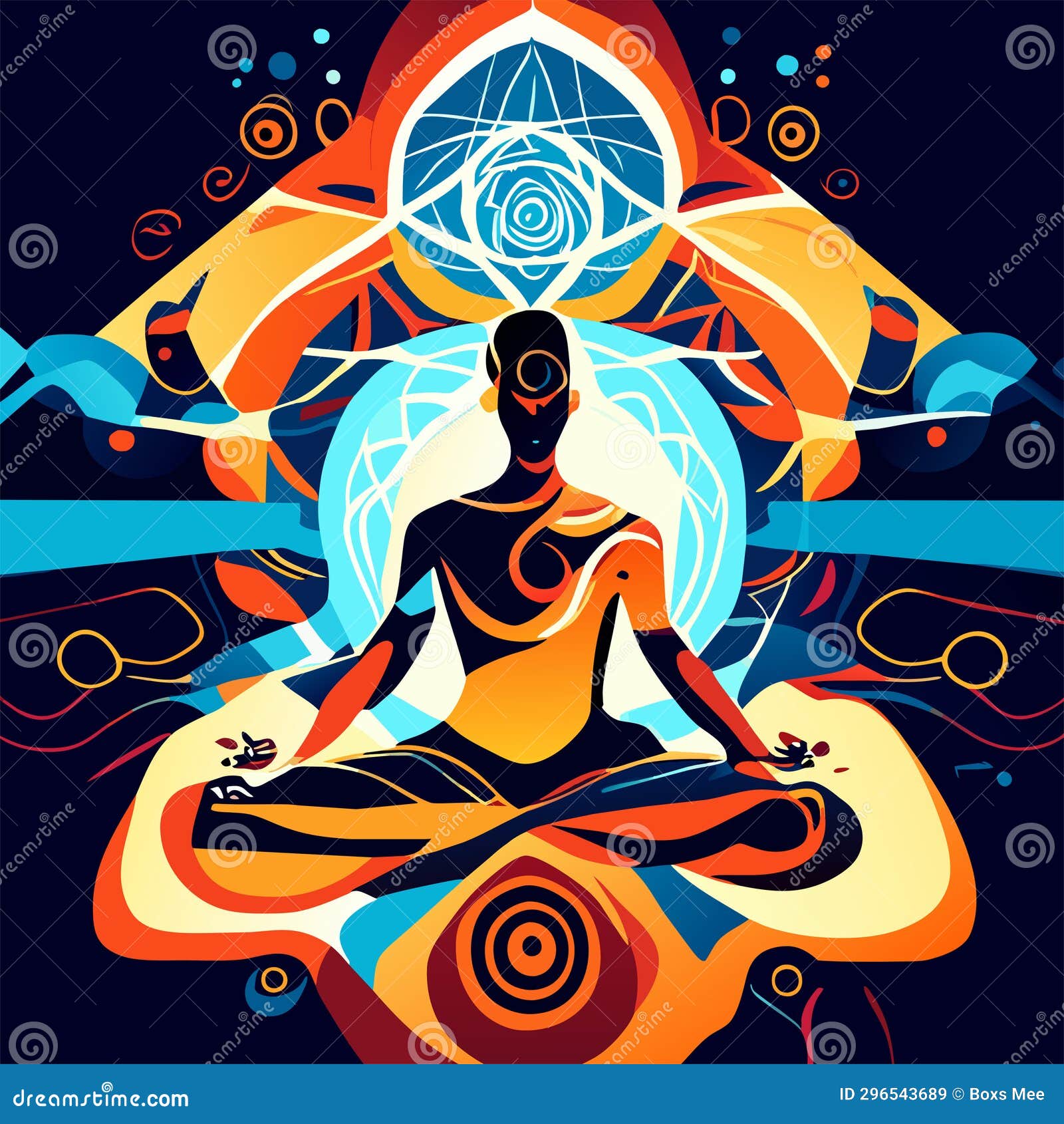 Yoga In The Lotus Position Colorful Abstract Background Vector