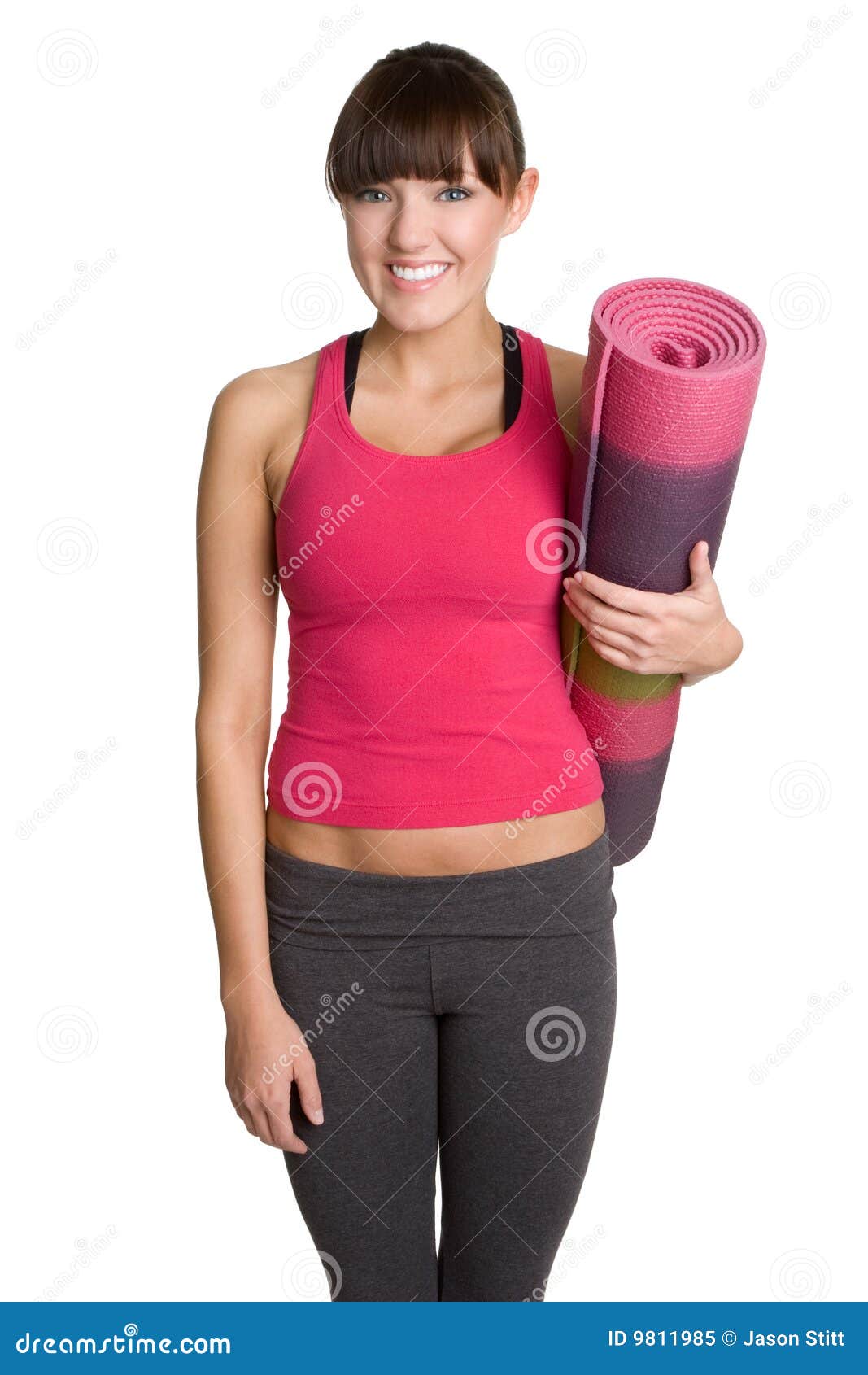 Yoga Mat Girl stock image. Image of yoga, happy, women - 9811985