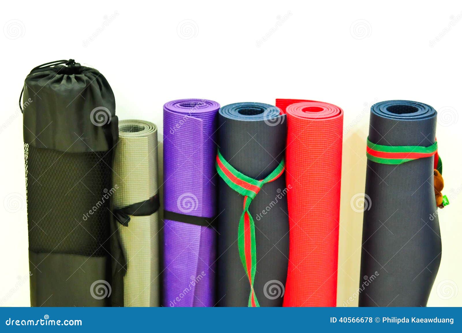 Yoga Mats on Floor with White Background Stock Photo - Image of ...