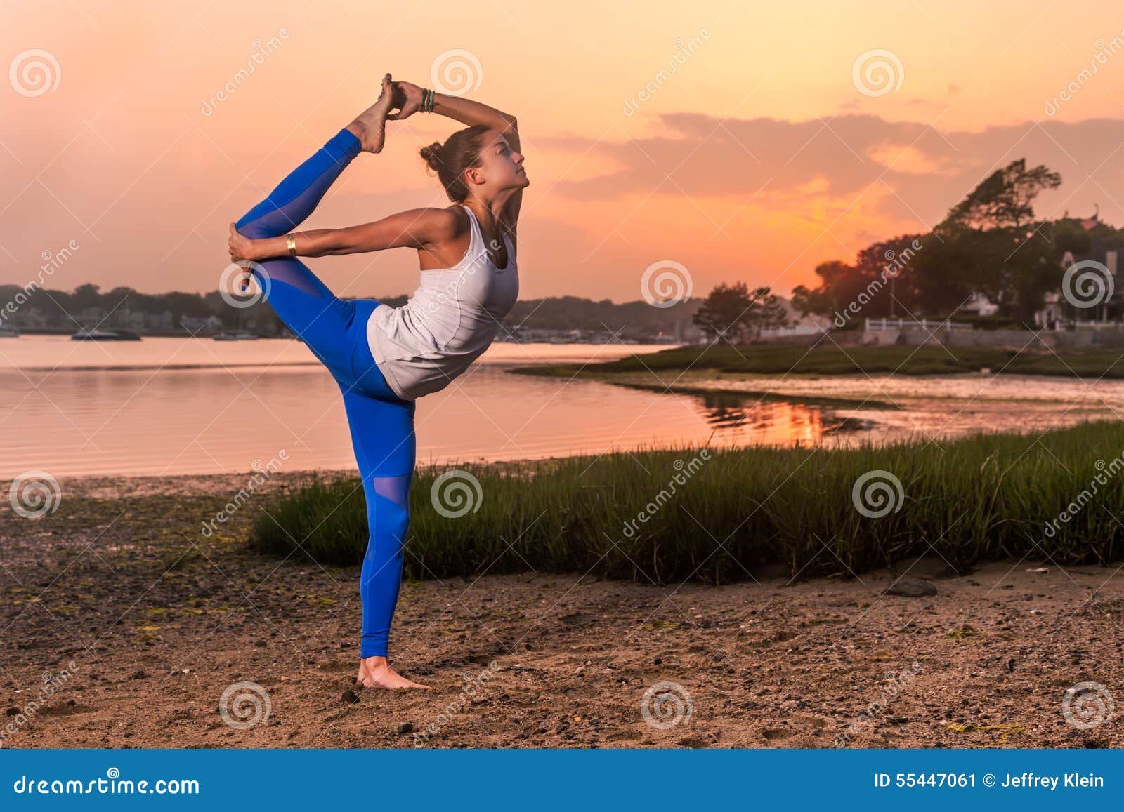 Yoga Natarajasana Variation Dancer Pose Beach Stock Image - Image of ...