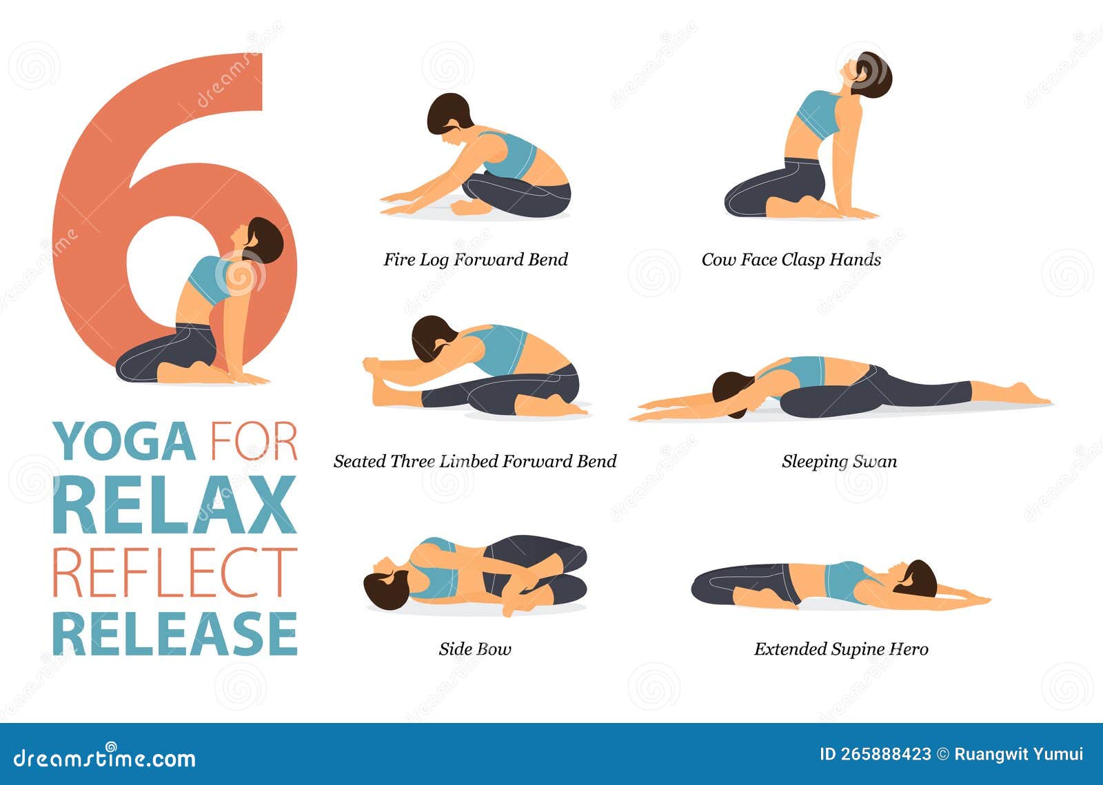 6 Yoga Poses or Asana Posture for Workout in Relax Reflect Release ...