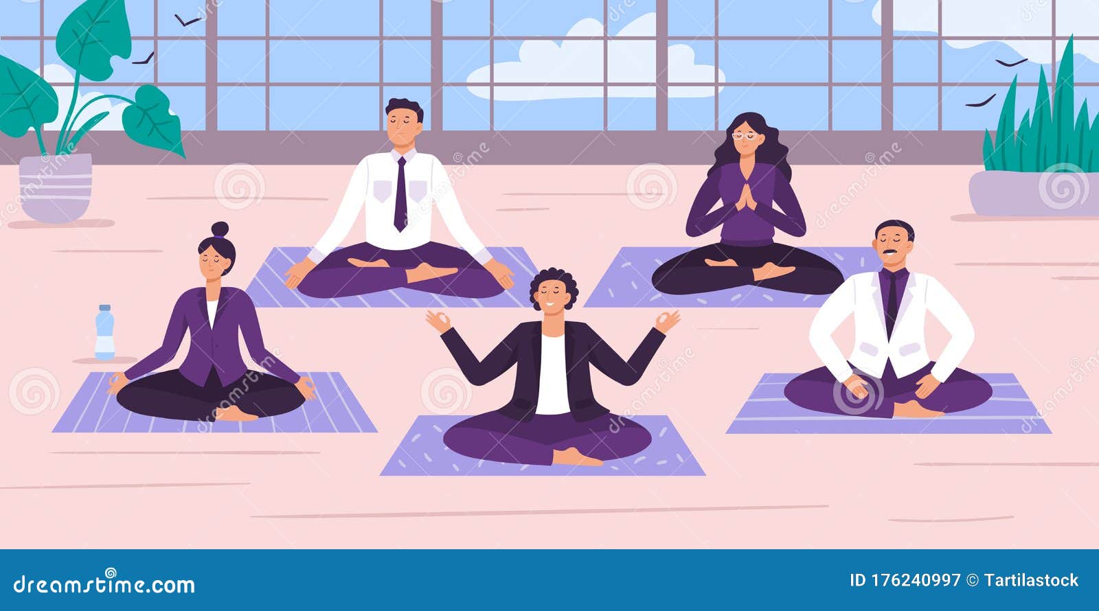 Yoga Office Workers. Vector Illustration. Yoga Worker Position Stock ... Yoga Office Workers. Vector Illustration. Yoga Worker Position Stock ...