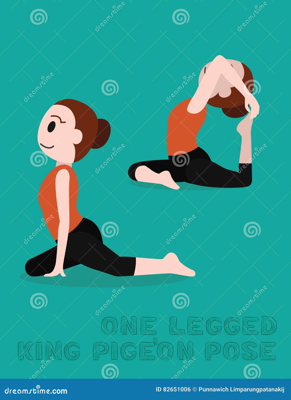 Yoga One Legged King Pigeon Pose Cartoon Vector Illustration ...
