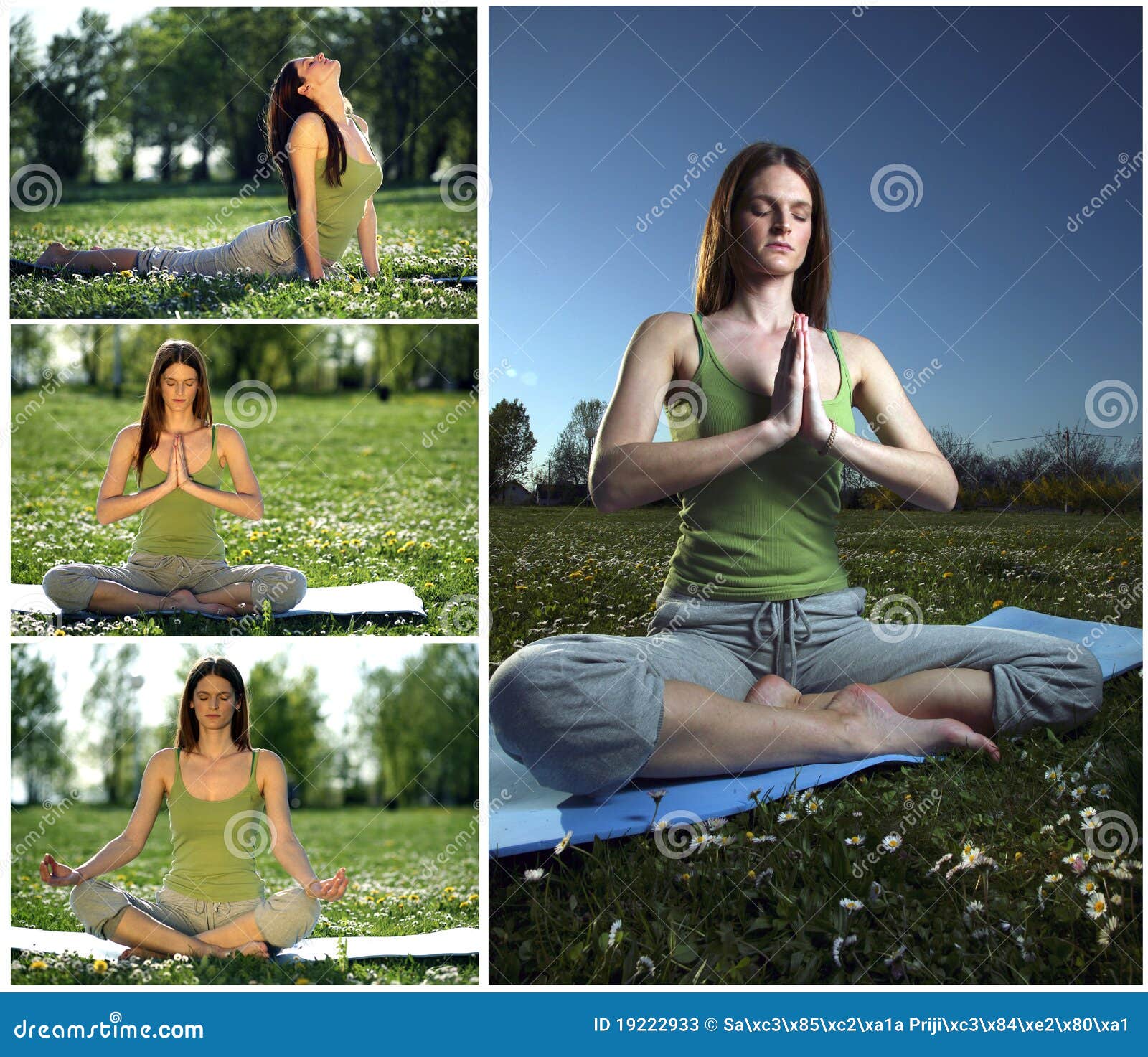Yoga outdoors collage stock image. Image of meditation - 19222933
