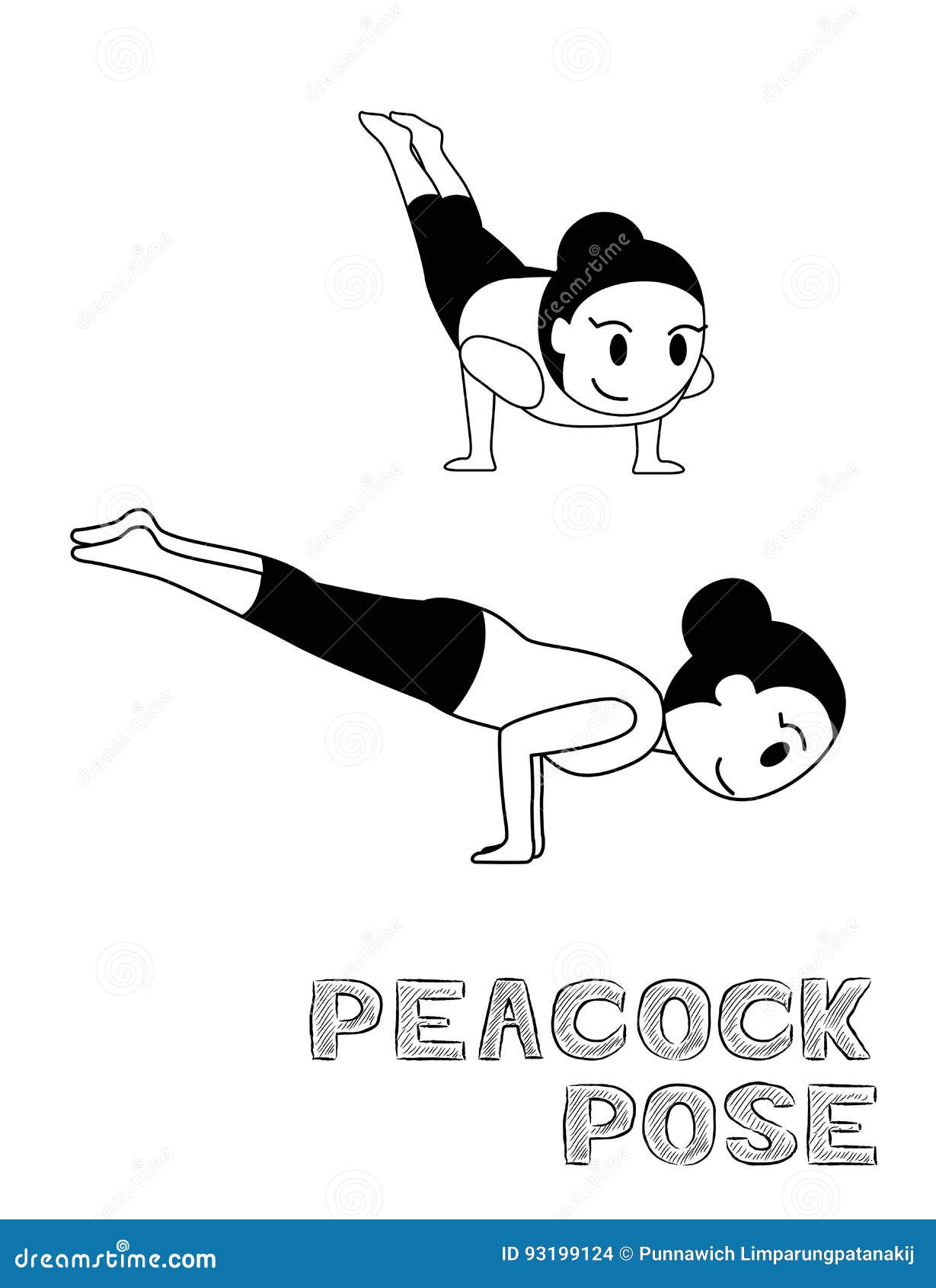 Yoga Peacock Pose Cartoon Vector Illustration | CartoonDealer.com #71744509