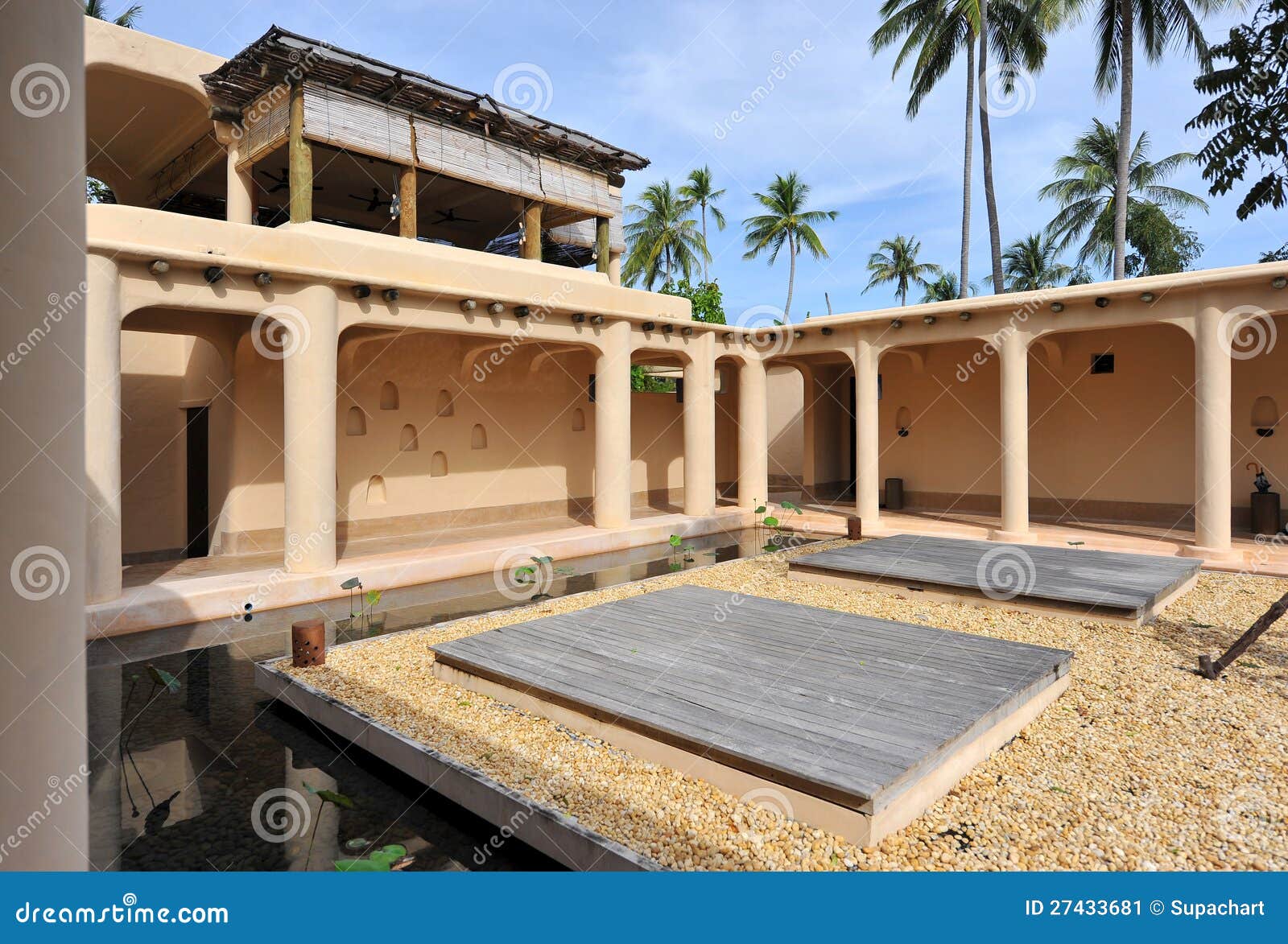 Yoga platform stock image. Image of courtyard, water - 27433681