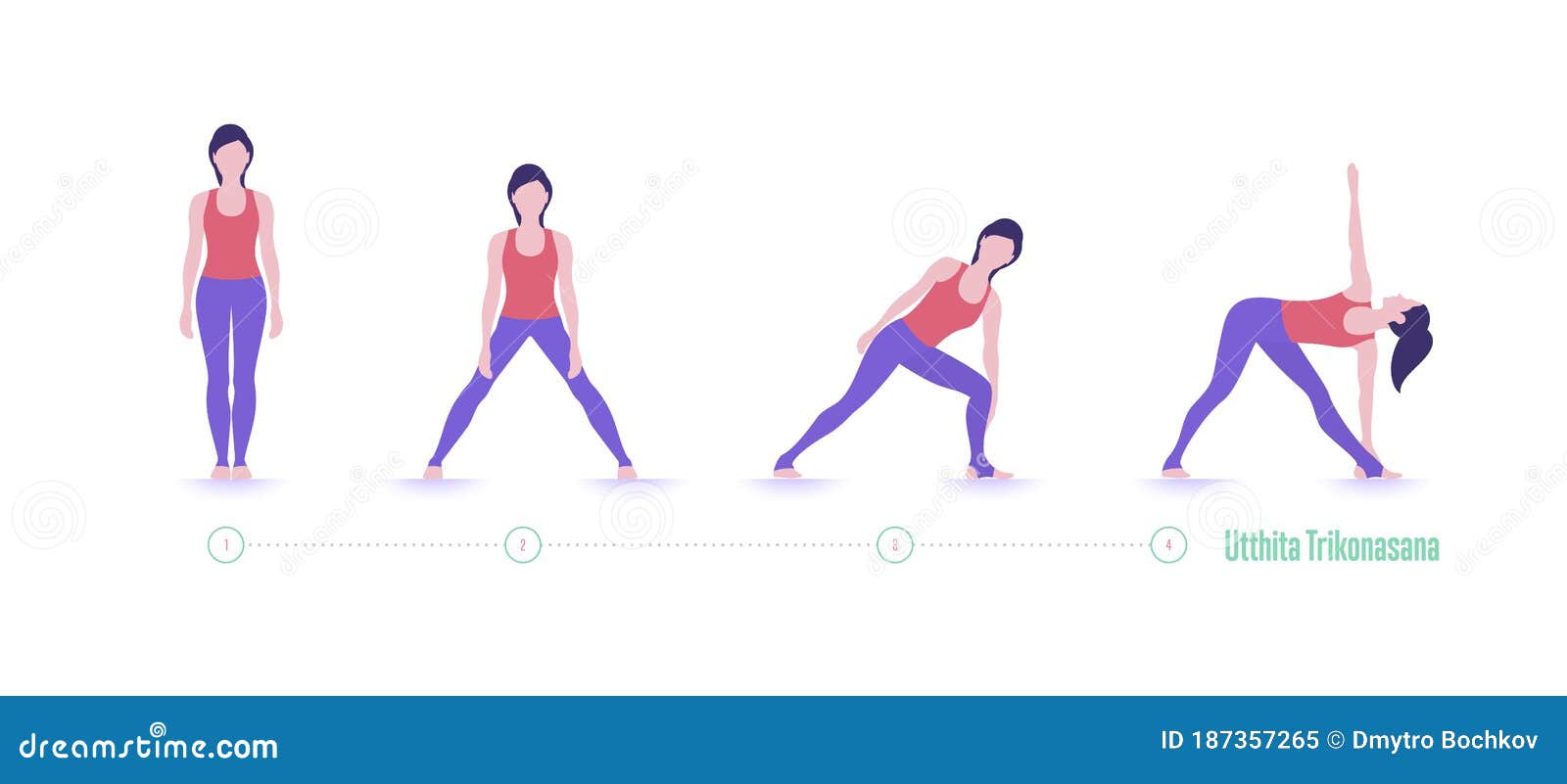 Yoga Pose. Extended Triangle Pose-Utthita Trikonasana. Exercise Step By ...