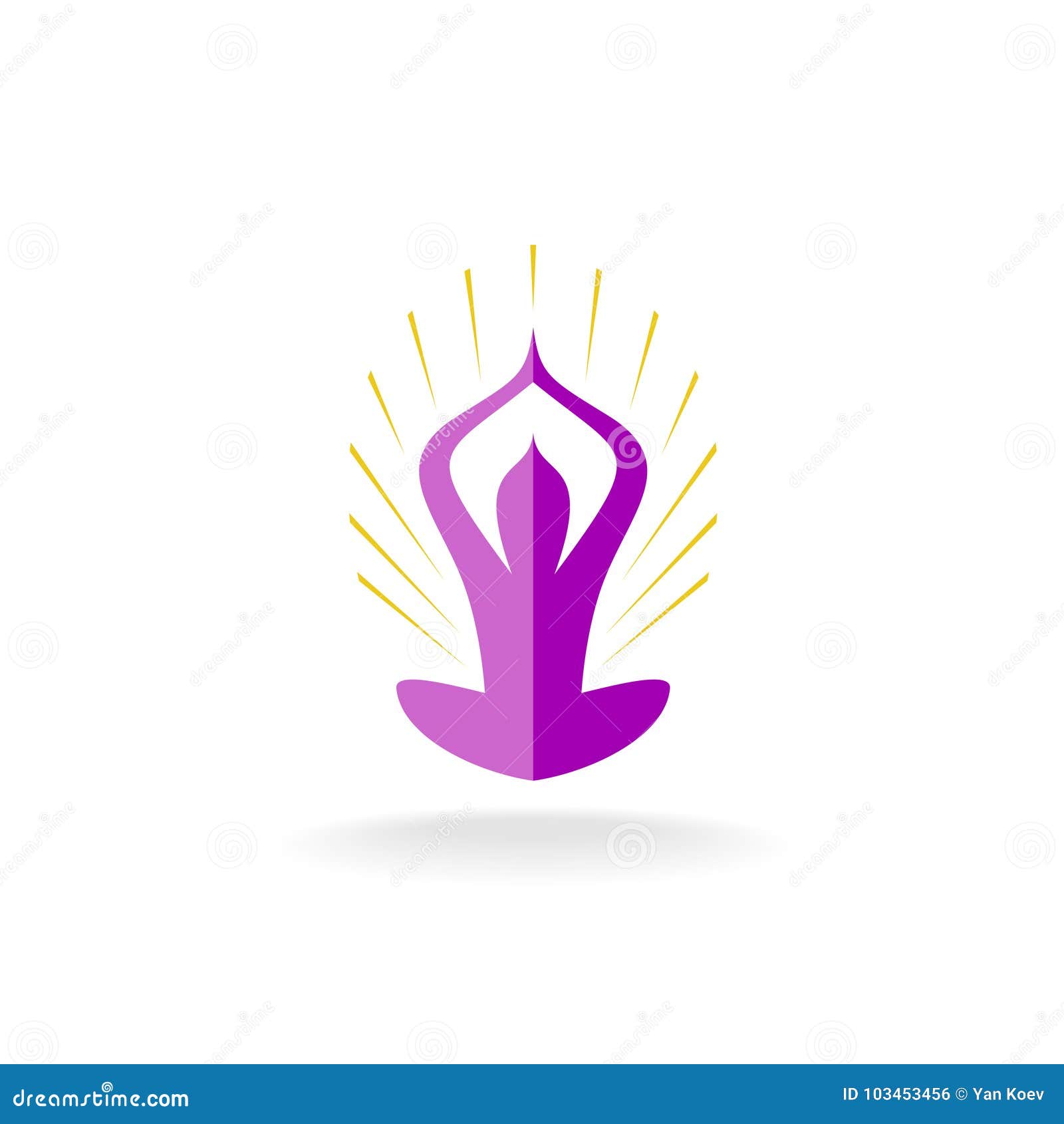 Yoga Pose Logo with Sun Rays Stock Vector - Illustration of natural ...