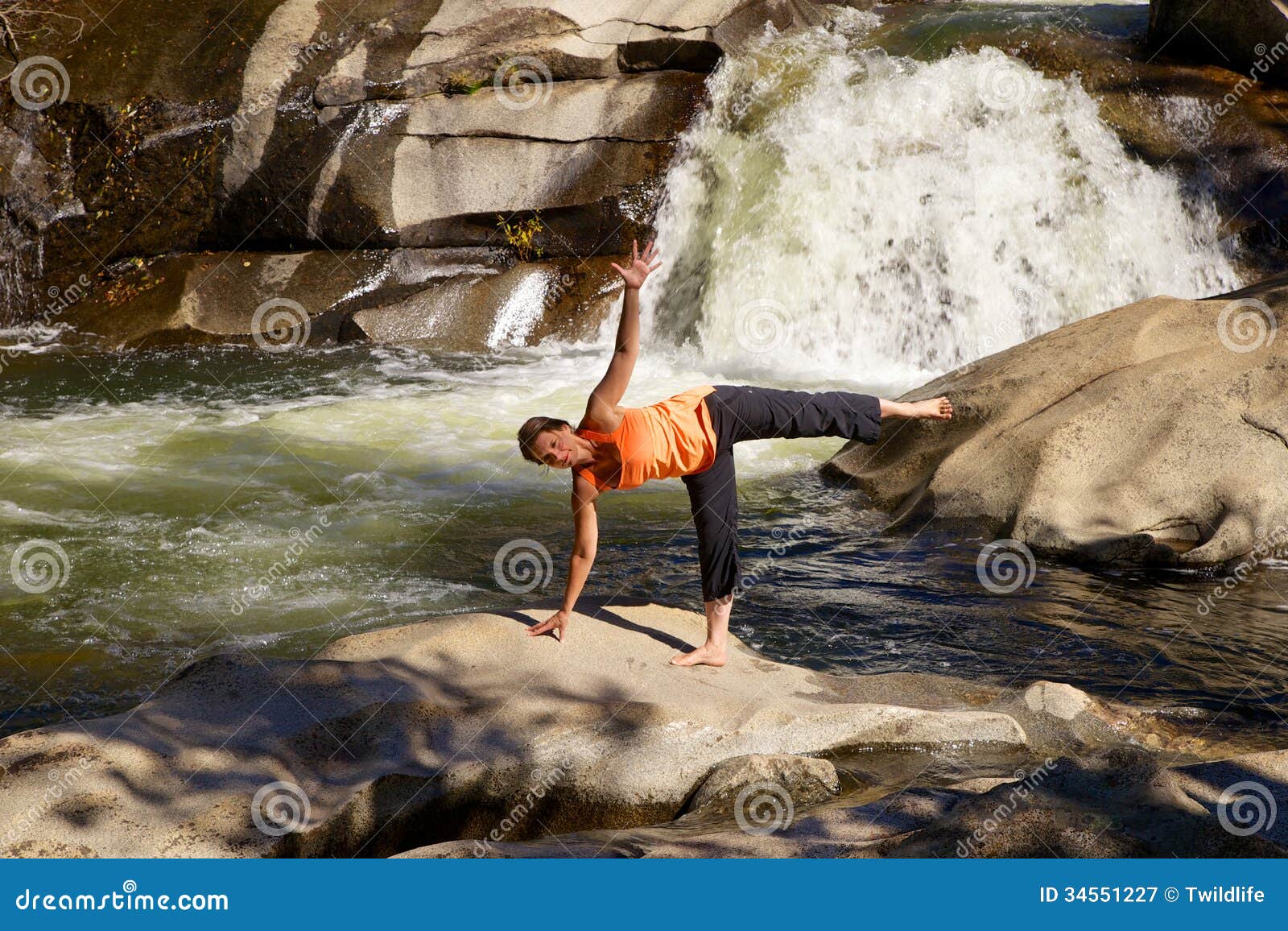 Yoga Pose Outdoors stock image. Image of waterfall, fitness - 34551227