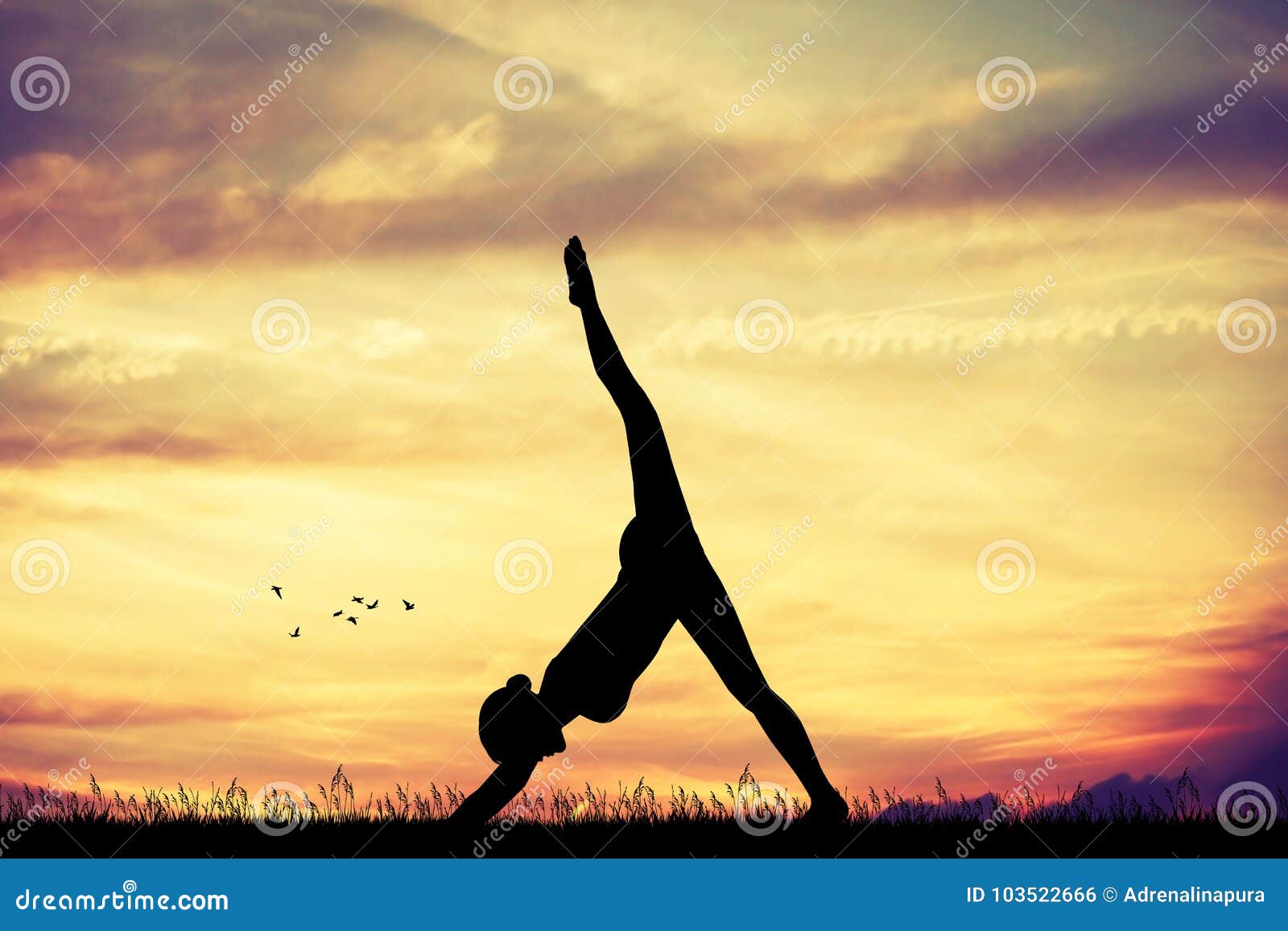 Yoga pose at sunset stock illustration. Illustration of discipline ...
