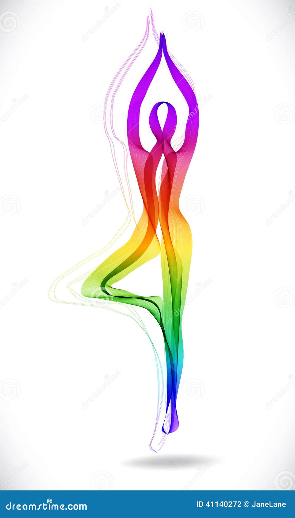 Yoga Pose, Tree, Abstract Color Illustration Stock Vector ...