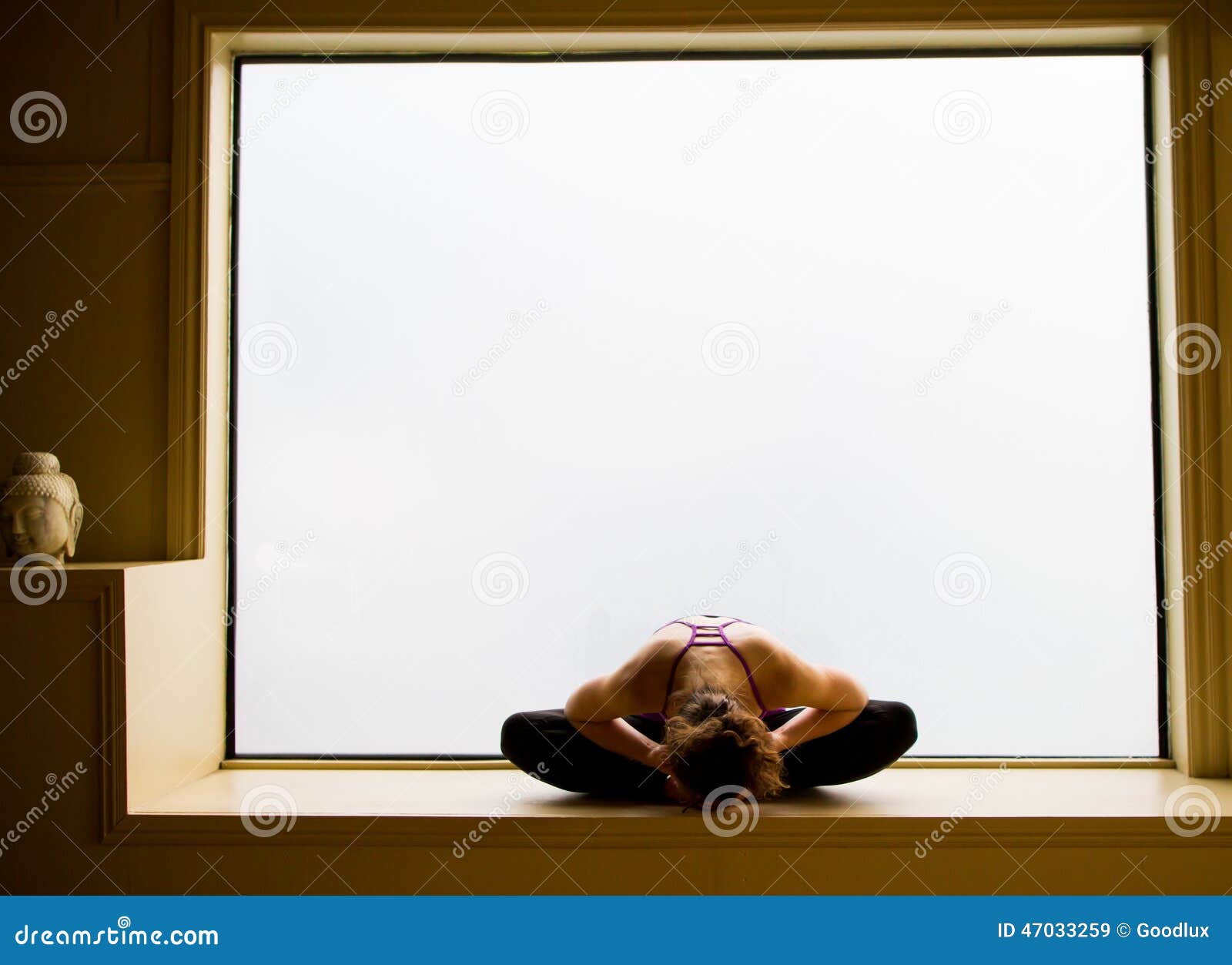 Yoga Pose in on windowsill stock image. Image of rectangle - 47033259