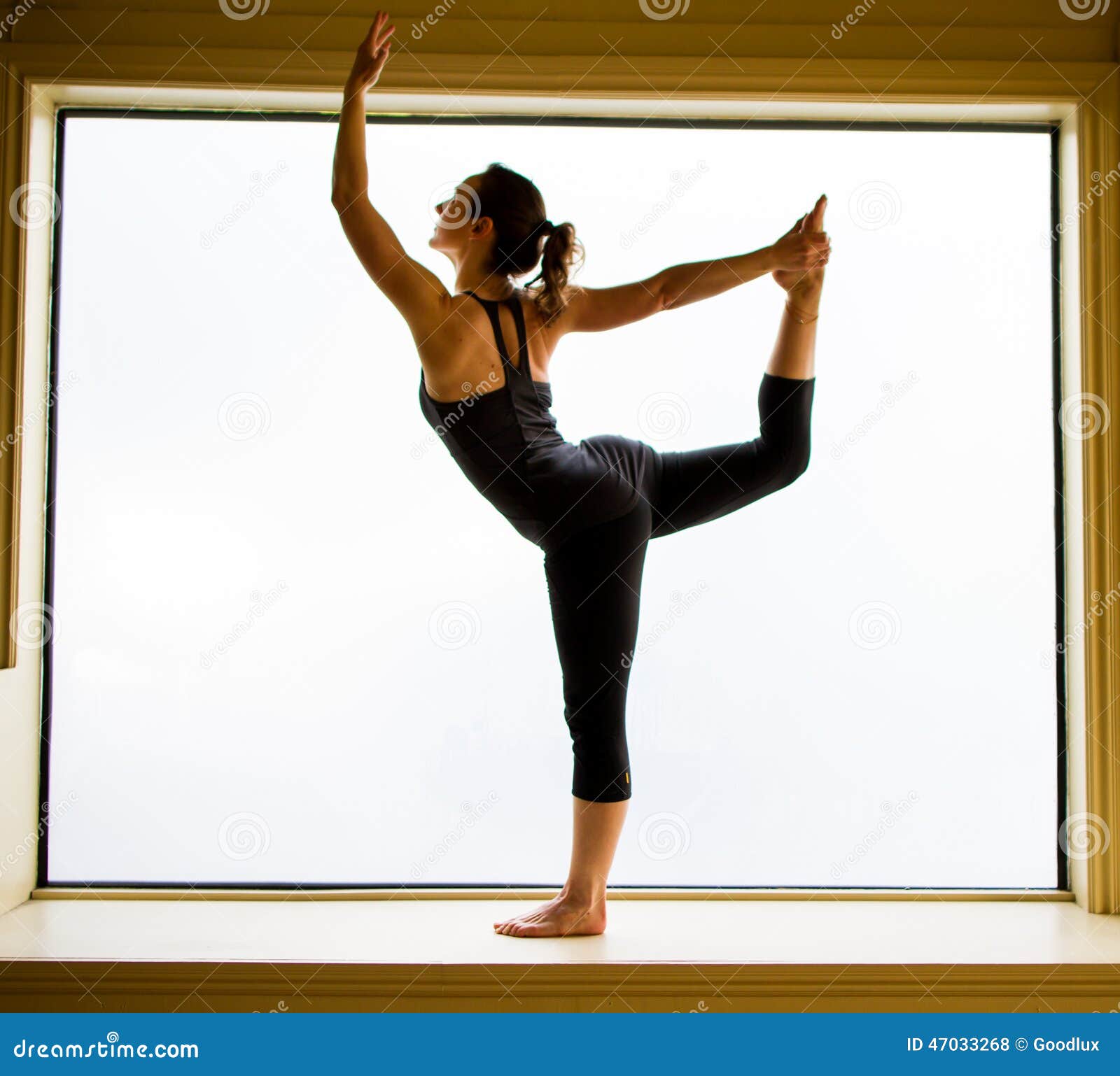 Yoga Pose in on windowsill stock photo. Image of yoga - 47033268