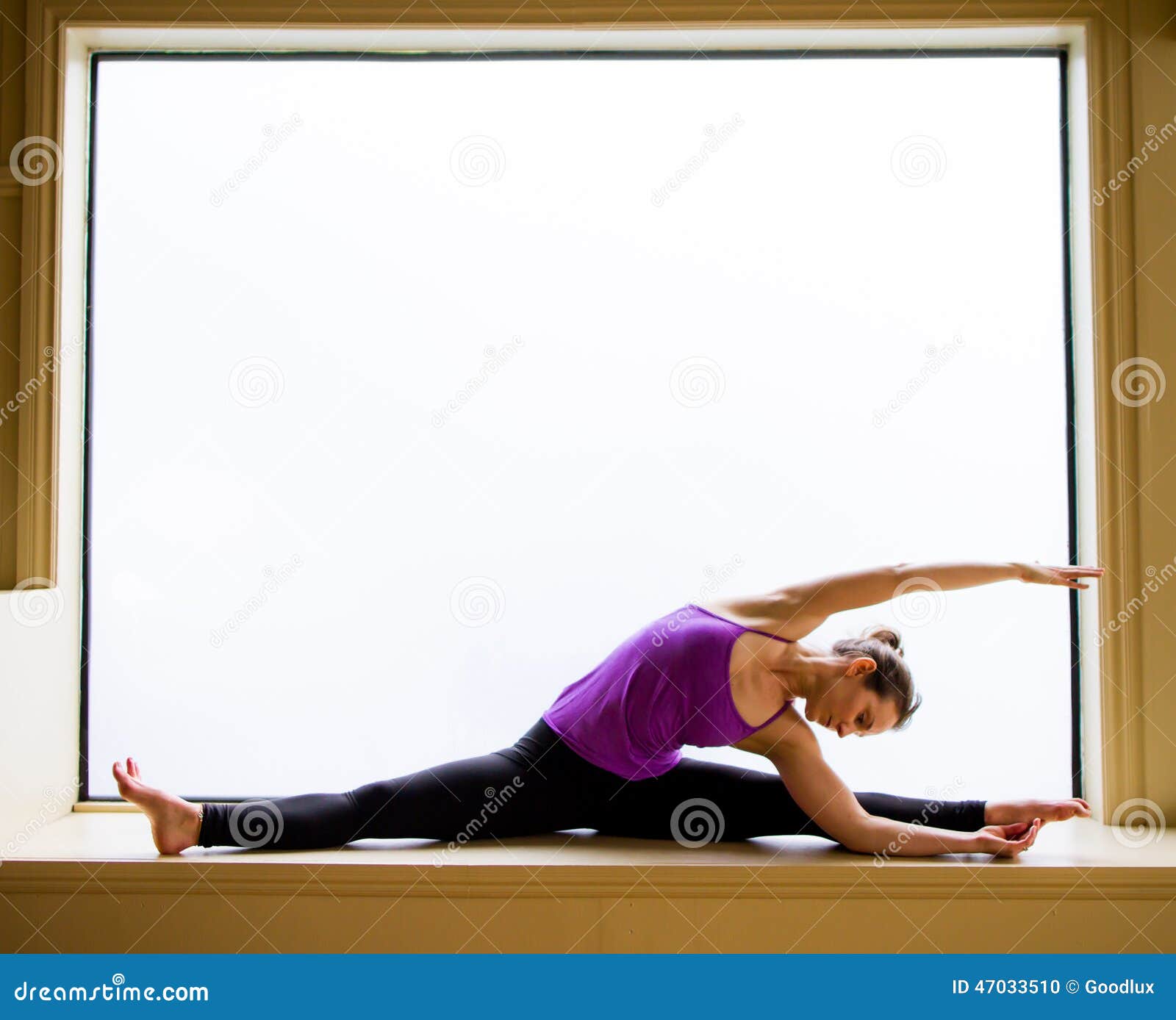 Yoga Pose in on windowsill stock photo. Image of flexibility - 47033510