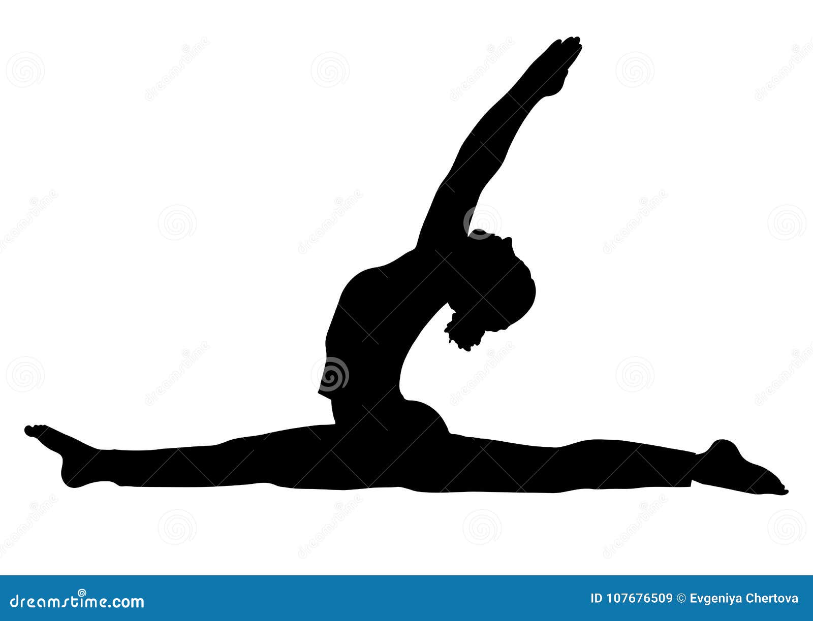 Yoga Pose, Woman To Do the Splits Silhouette, Vector Outline Portrait ... Yoga Pose, Woman To Do the Splits Silhouette, Vector Outline Portrait ...
