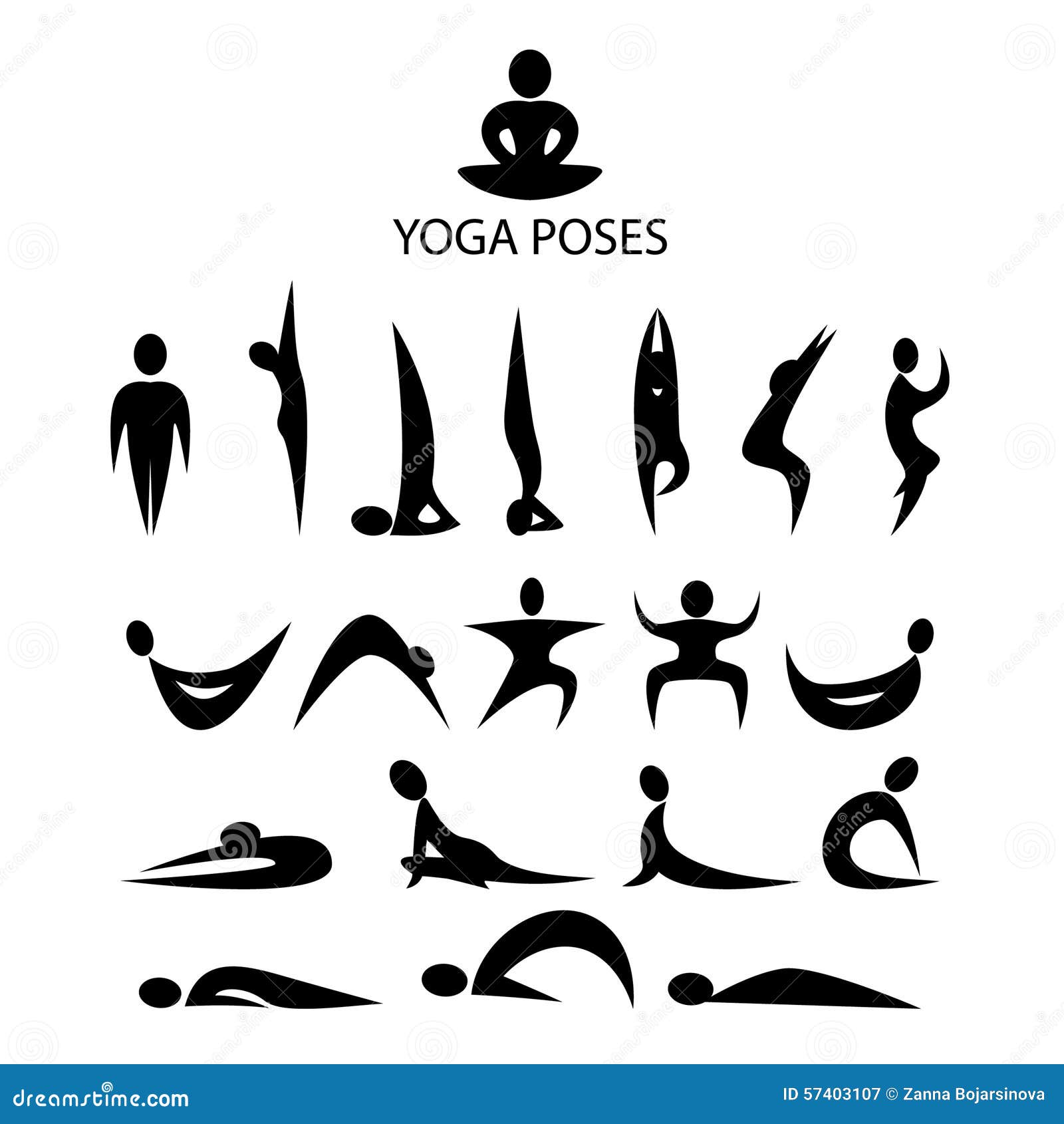 Yoga poserar symboler vektor illustrationer. Illustration av gymnastik ...