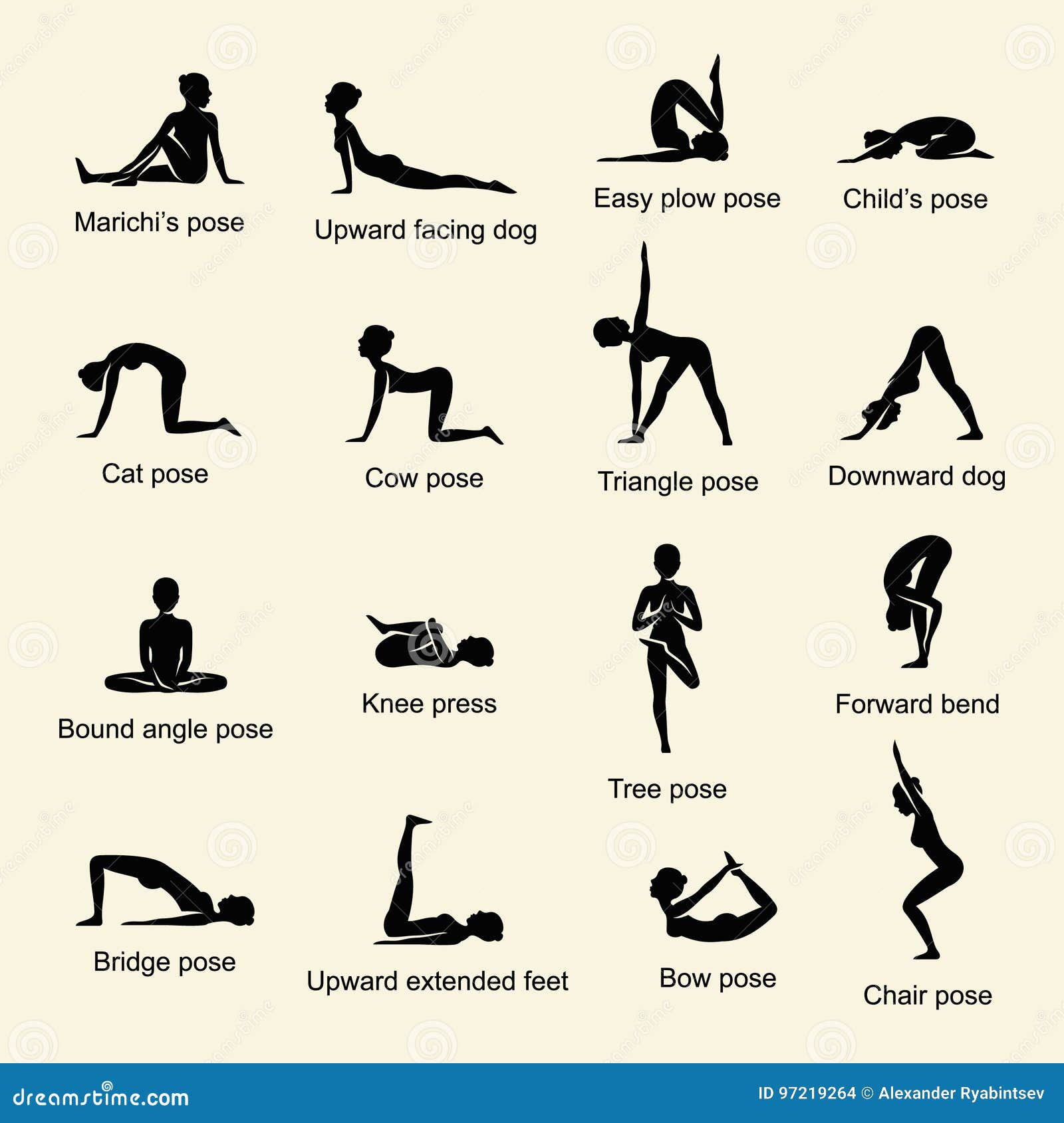 Yoga poserar symboler vektor illustrationer. Illustration av övning ...