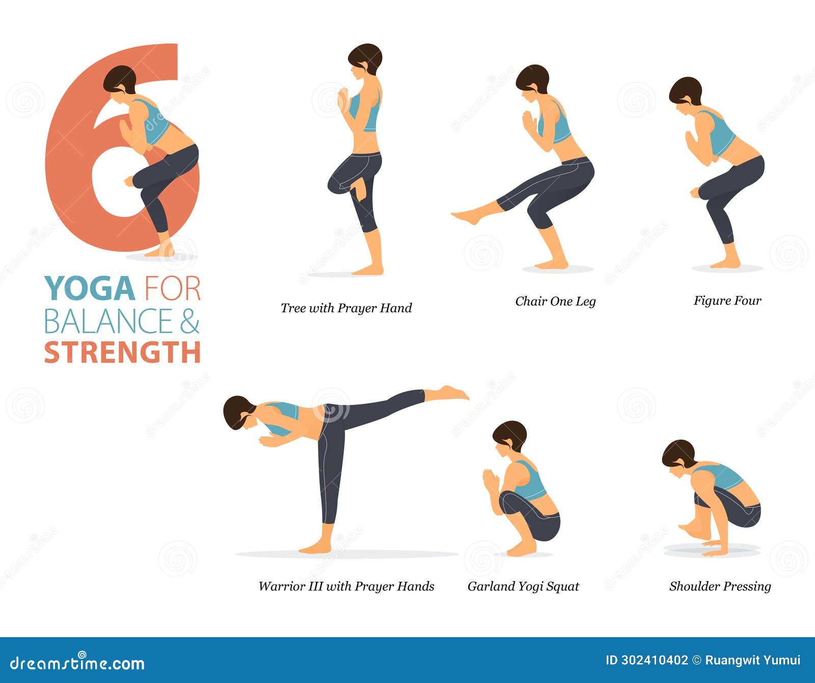 6 Yoga Poses Or Asana Posture For Workout In Balance And Strength