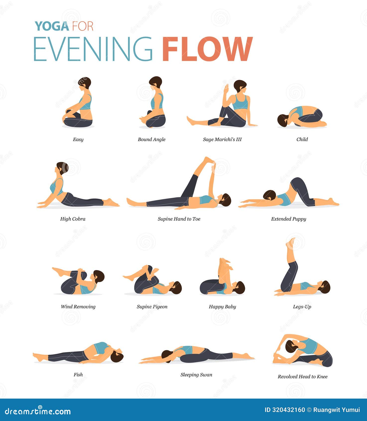 16 Yoga Poses Or Asana Posture For Workout In Evening Flow Concept