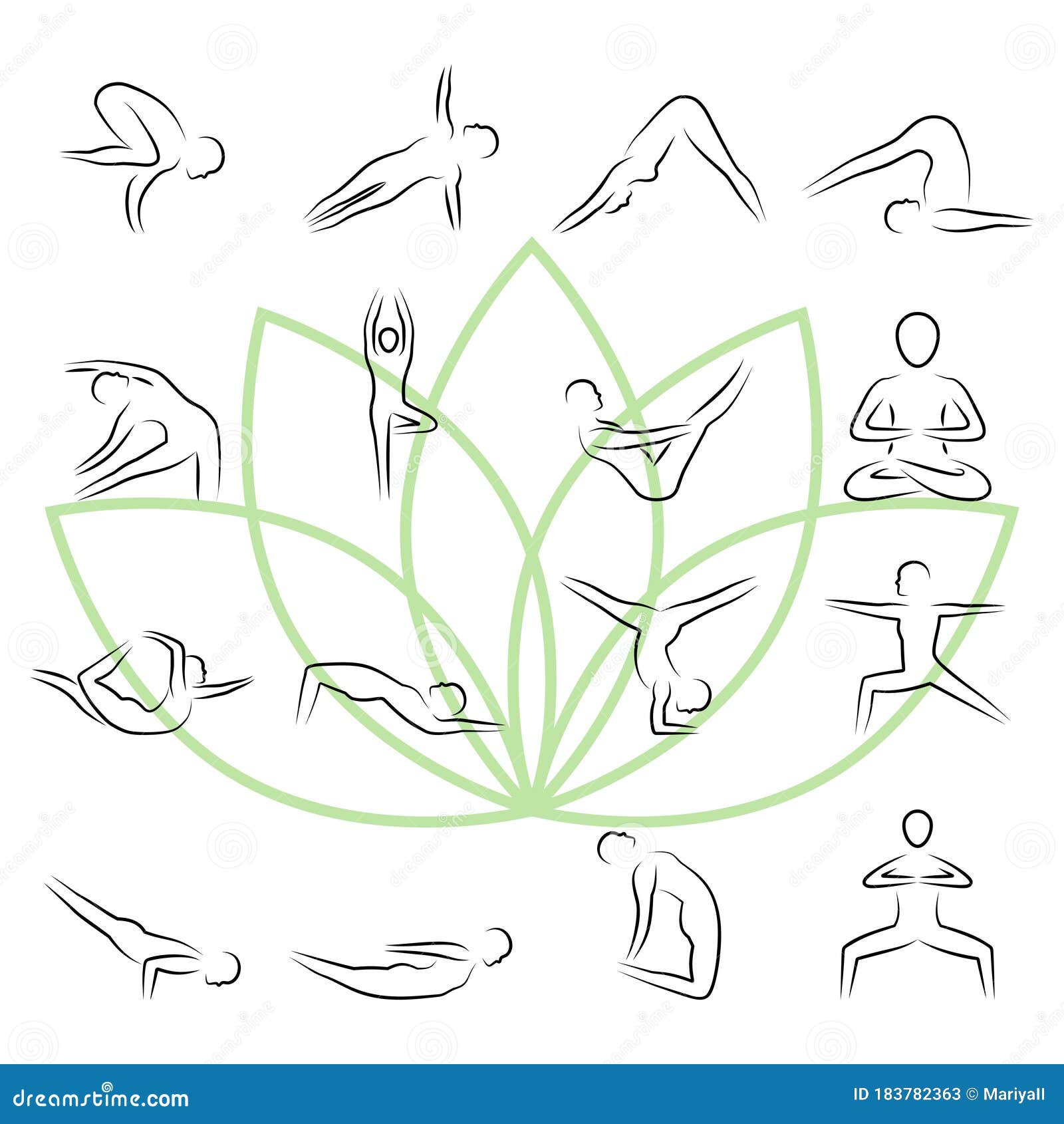 Yoga Poses Icon Set in Thin Line Style Stock Vector - Illustration of ... Yoga Poses Icon Set in Thin Line Style Stock Vector - Illustration of ...