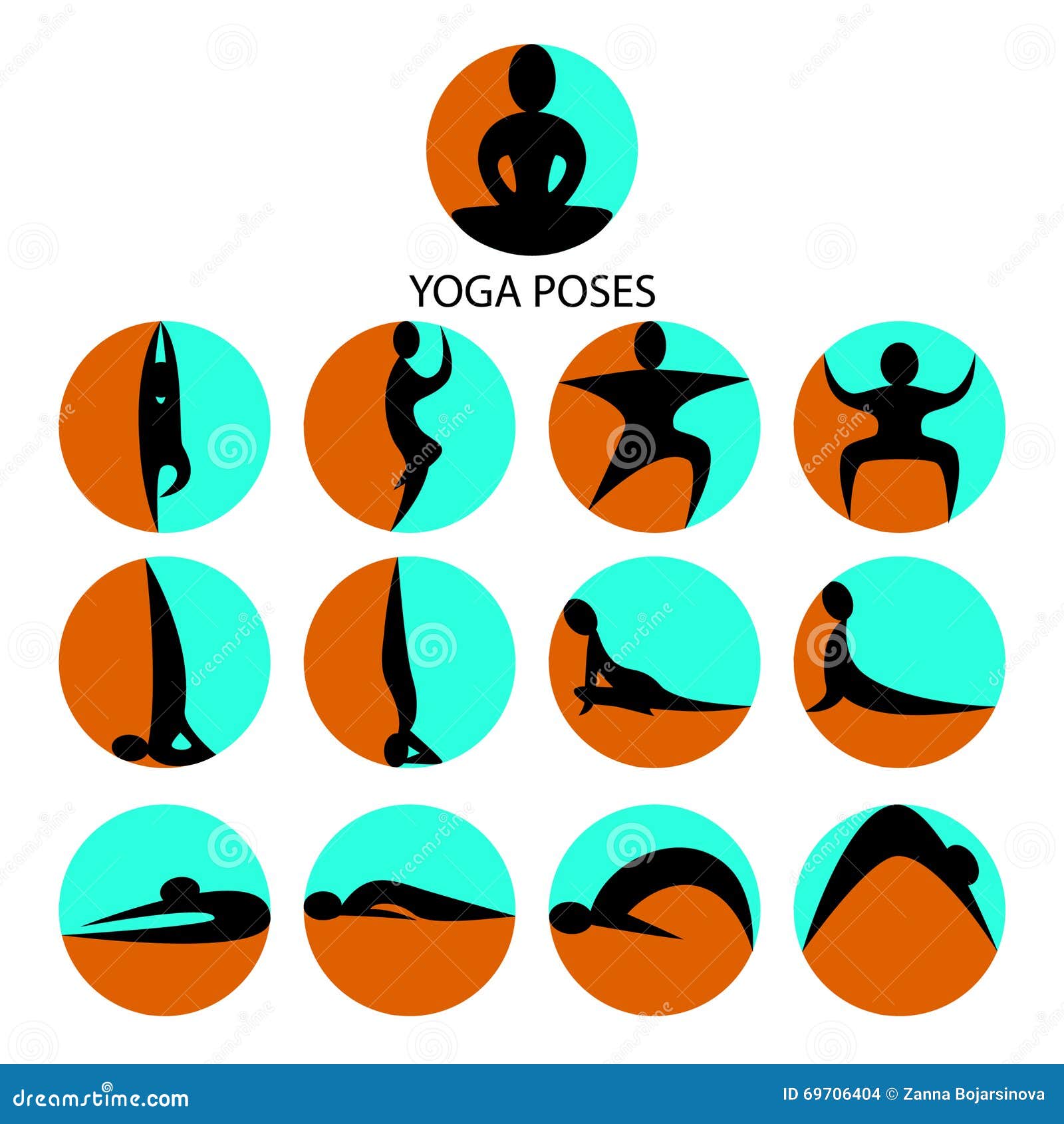 Yoga poses icons set stock vector. Illustration of icons - 69706404