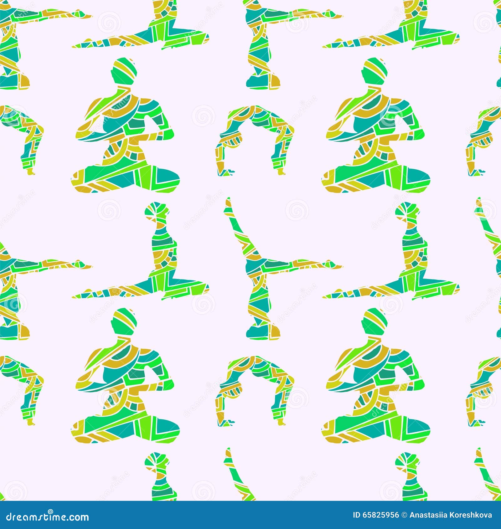 Yoga Poses Seamless Pattern. Stock Vector - Illustration of action ...