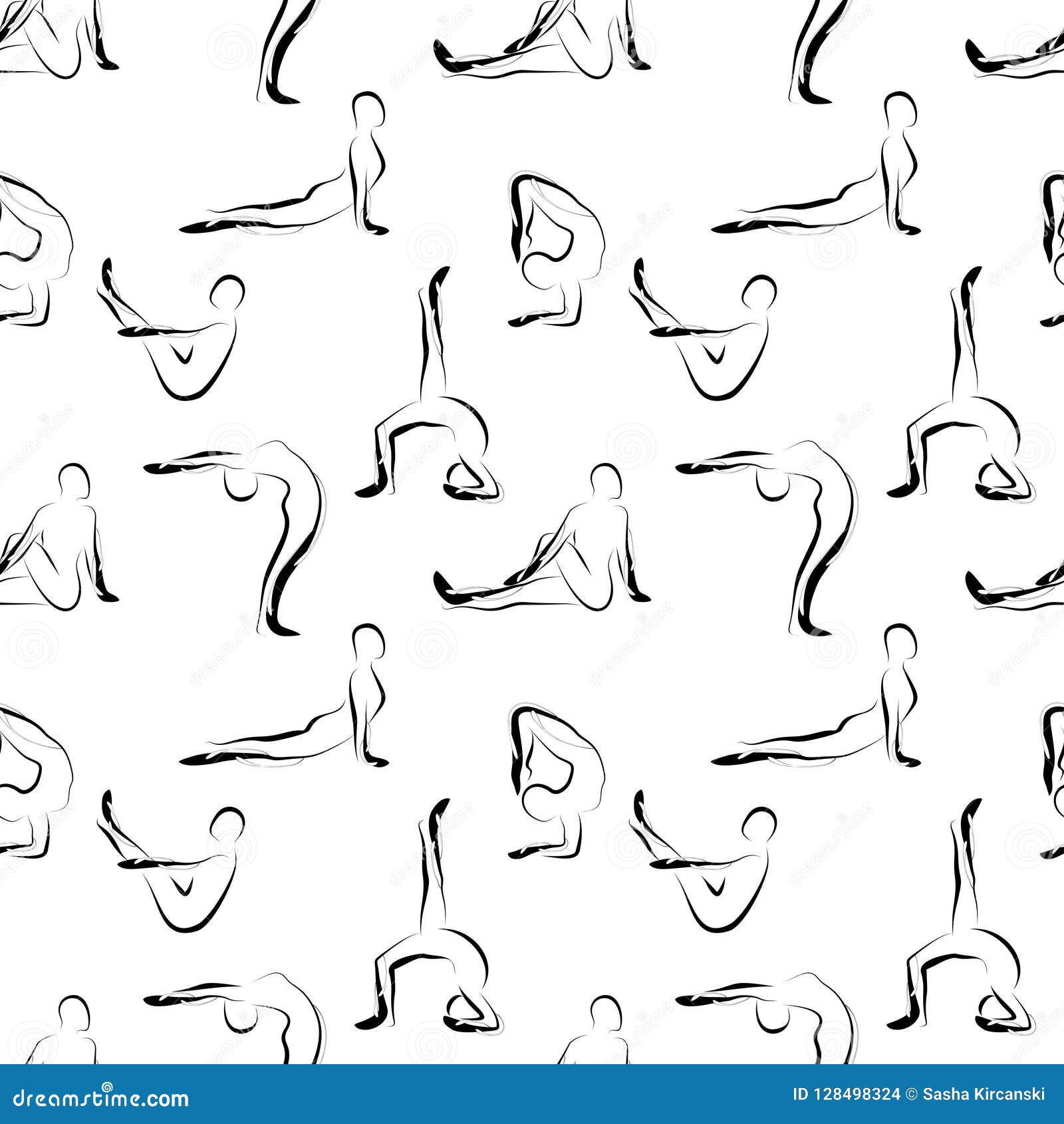 Yoga Poses Seamless Vector Pattern Stock Vector - Illustration of ...
