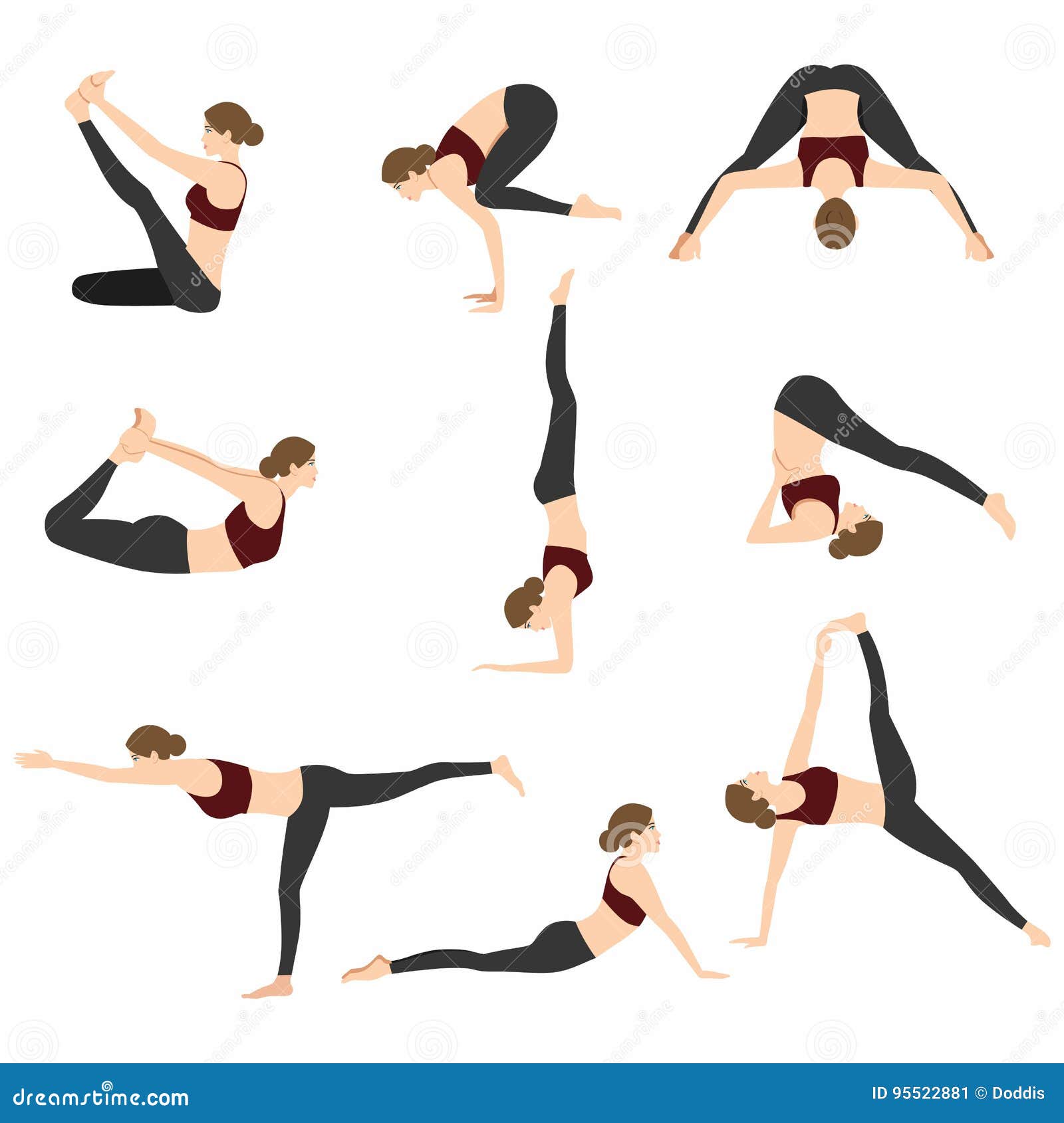 Yoga Poses Set Vector Illustration Stock Vector - Illustration of ...
